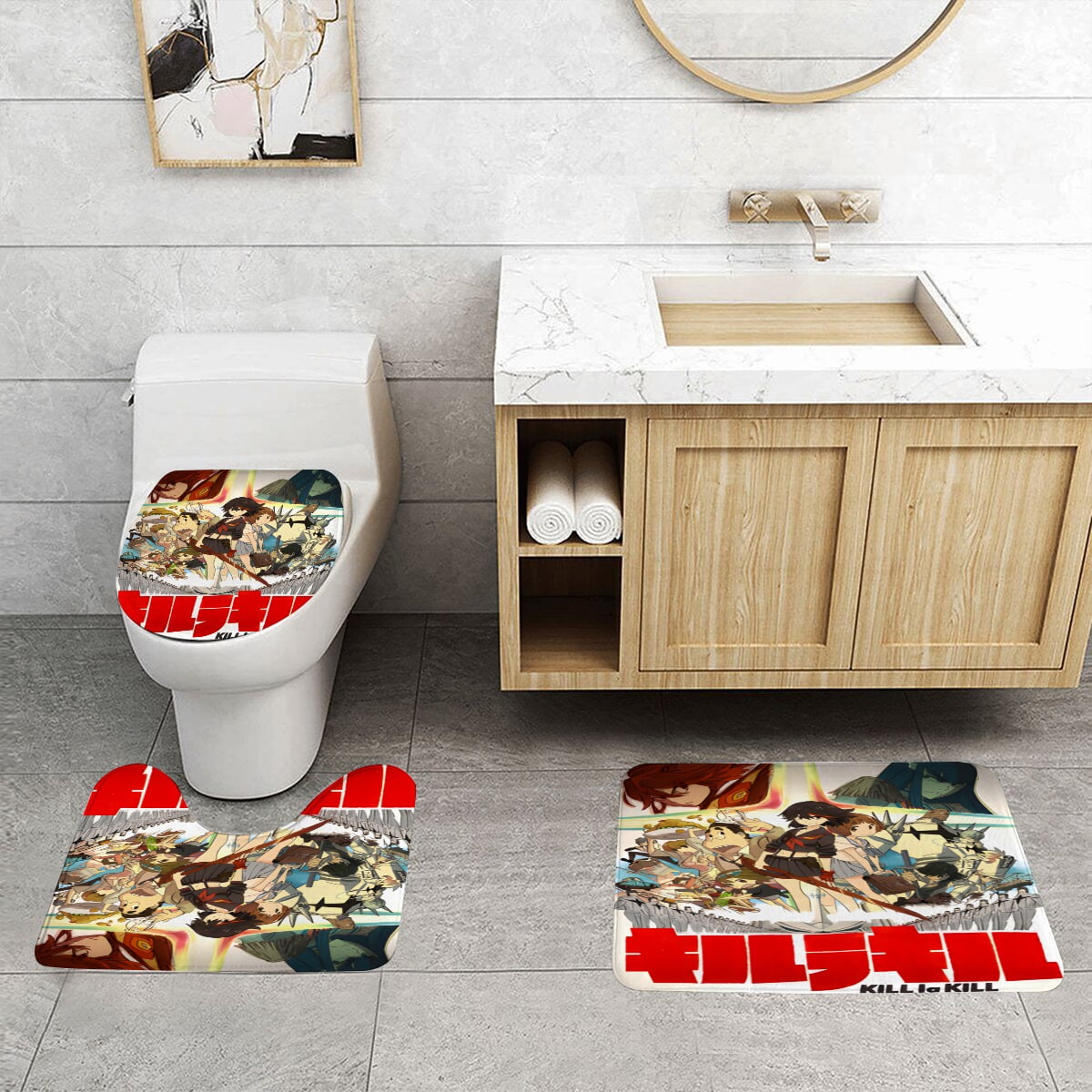Kill la Kill floor mat and toilet set is durable,and adds a nostalgic ...