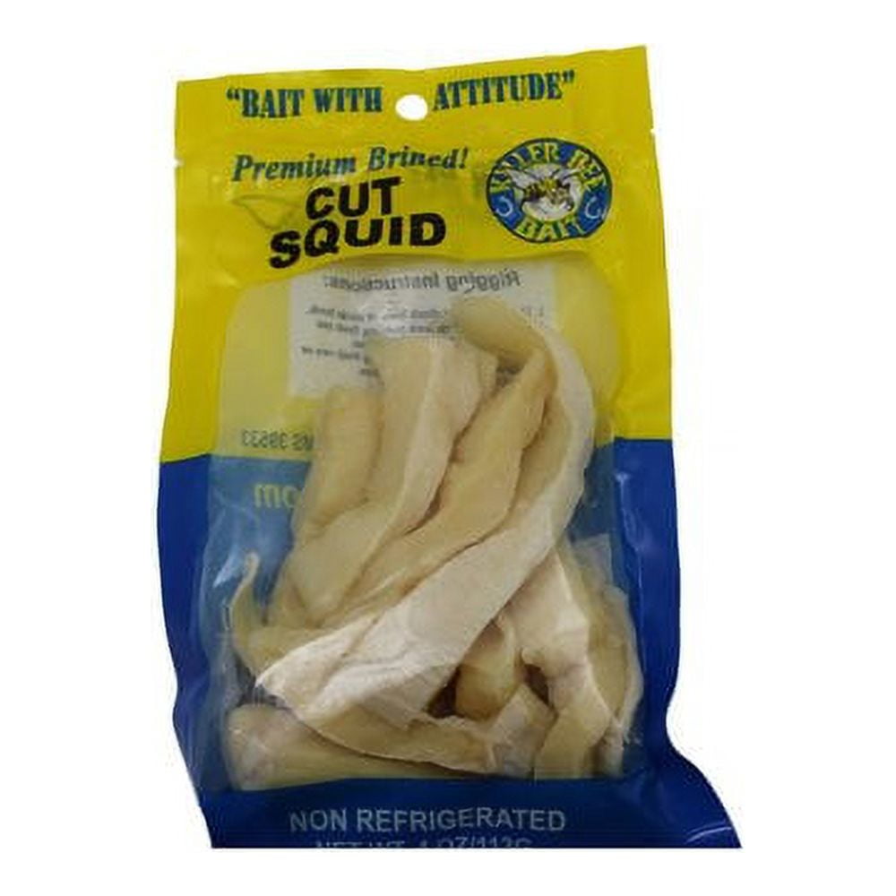 Killer Bee Brined Cut Squid 4 oz – Natural Fishing Bait for Freshwater ...