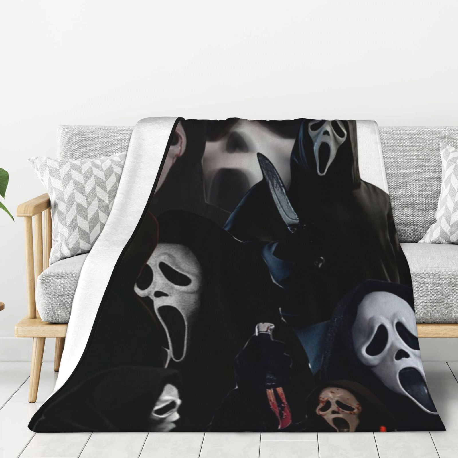 Killer Ghostface Scream Blanket Cozy Soft Fleece Flannel Bed Blanket ...