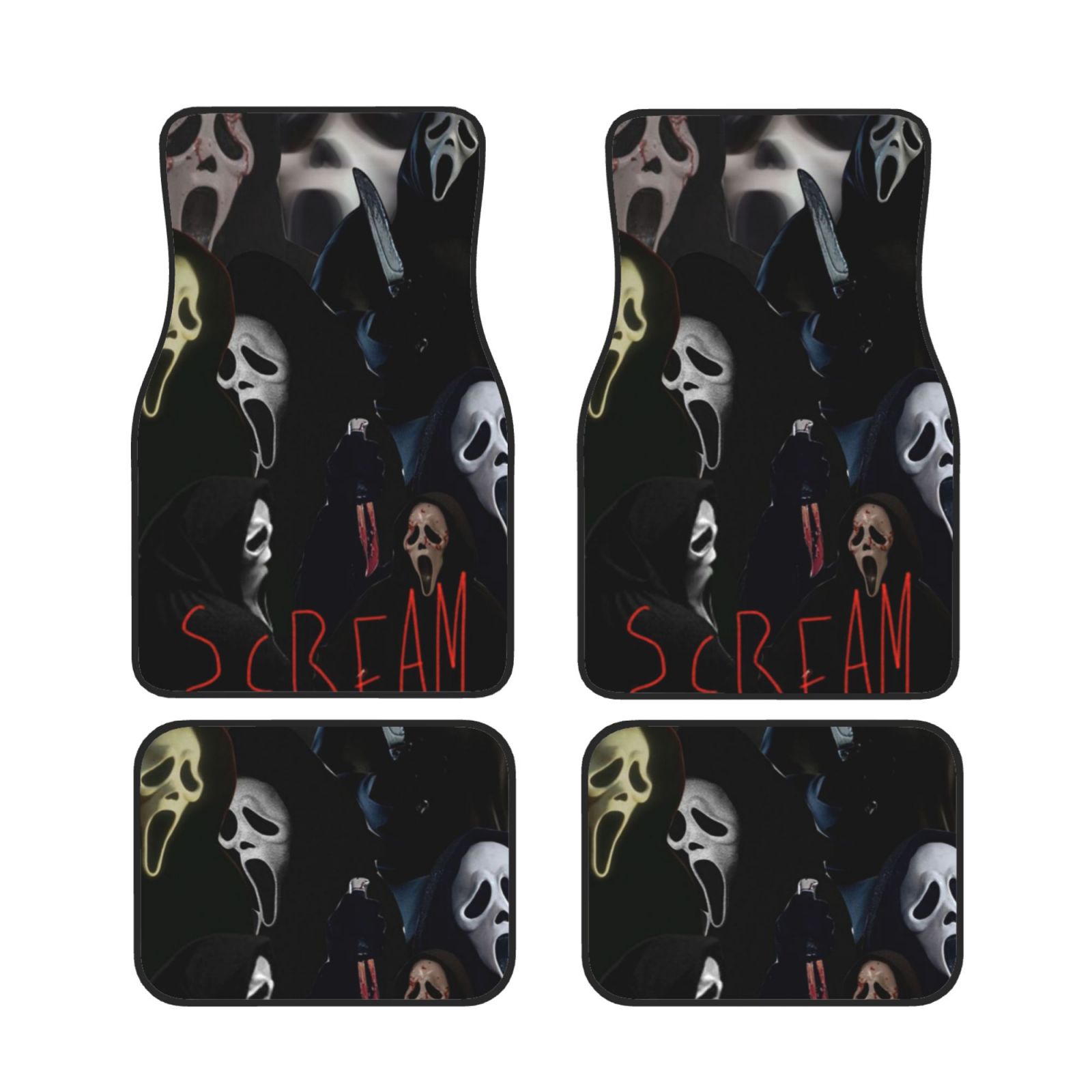 Killer Ghostface Scream Car Floor Mat Set 4-Piece Front/Rear Auto Foot ...