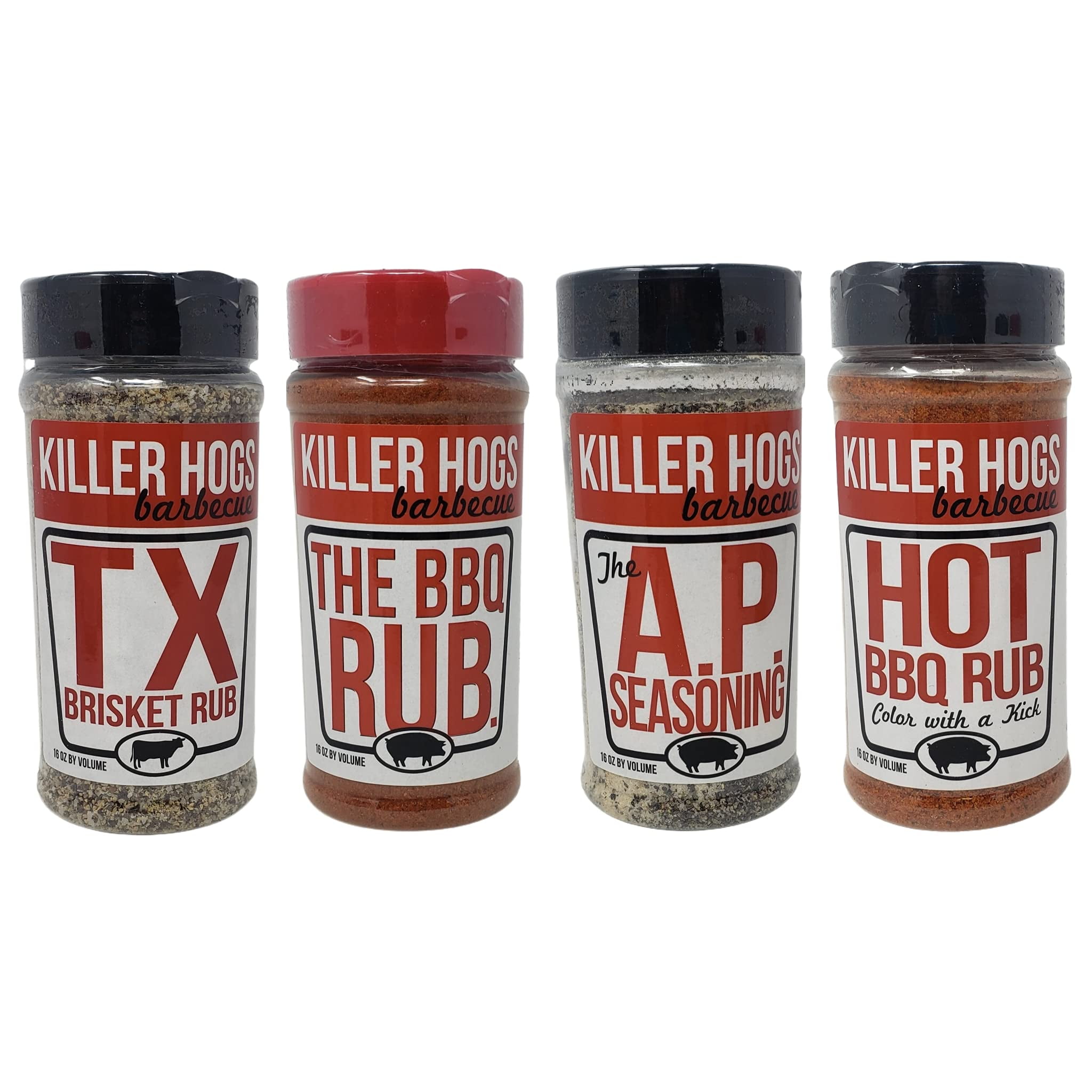 Killer Hogs Barbecue Rub MZF22 Variety Pack - Hot BBQ, Texas Brisket, A.P. Seasoning, and ...