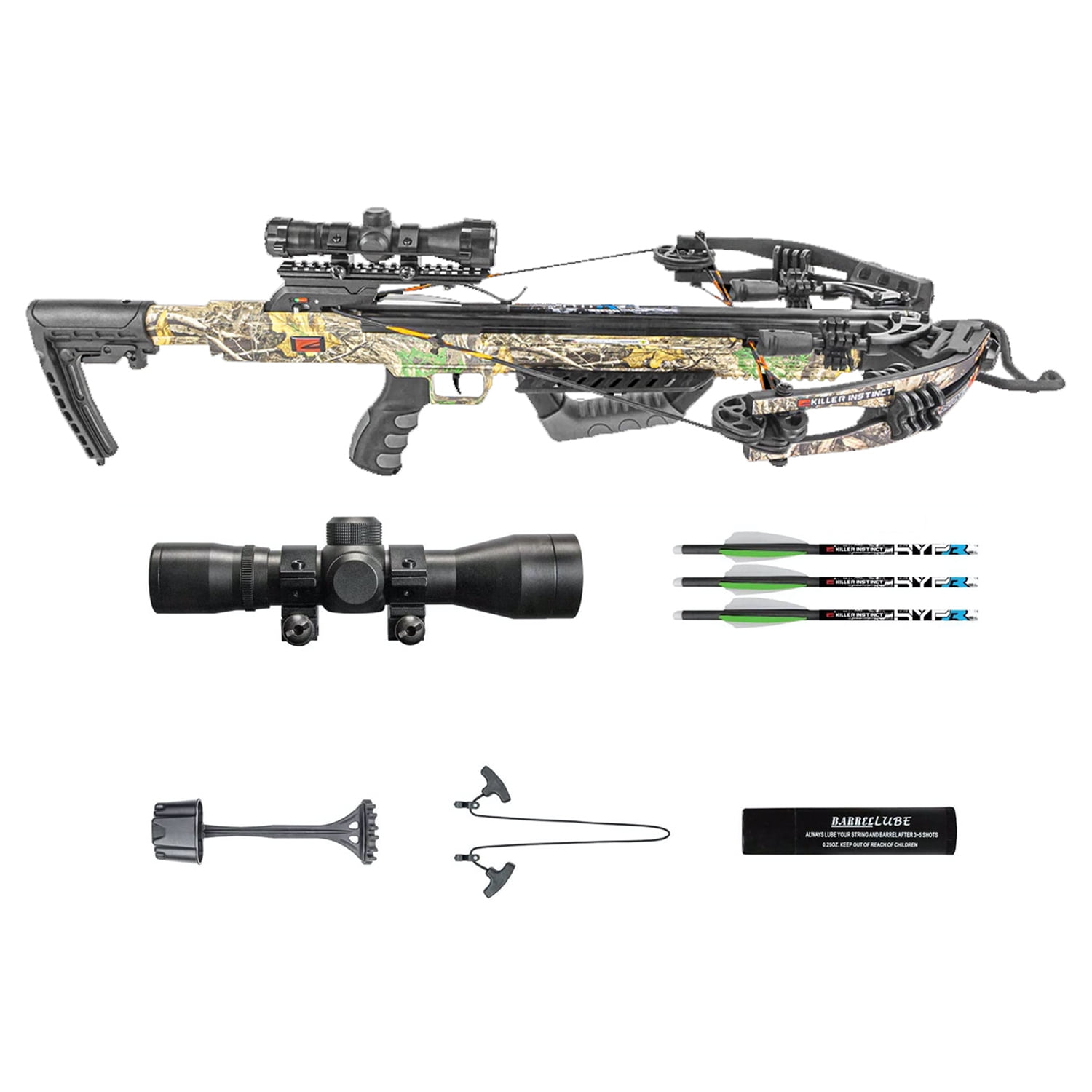 Killer Instinct Burner 415 Crossbow Bow Archery Pro Package with 3 ...