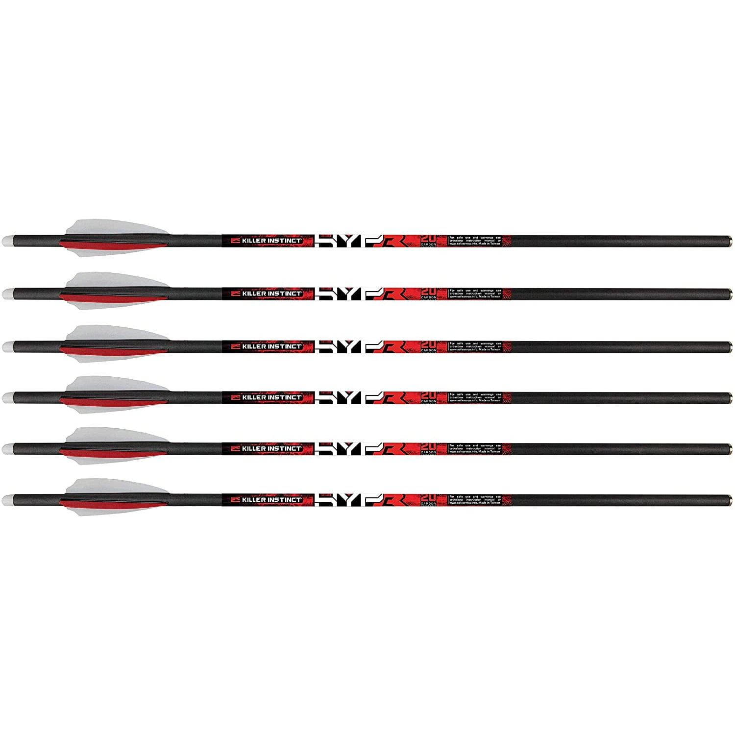 Killer Instinct HYPR 20 Inch Carbon Crossbow Arrow Bolts, Pack of 6 ...