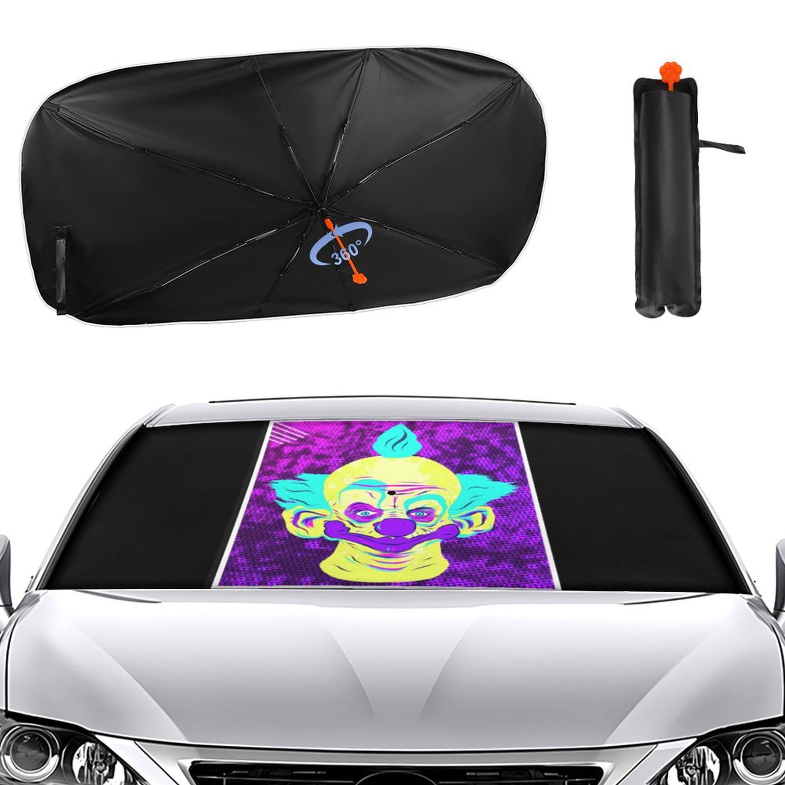 Killer-Klowns-from-Outer-Space-clown Car Sun Shade Umbrella, Car Shade Front Windshield Sun ...
