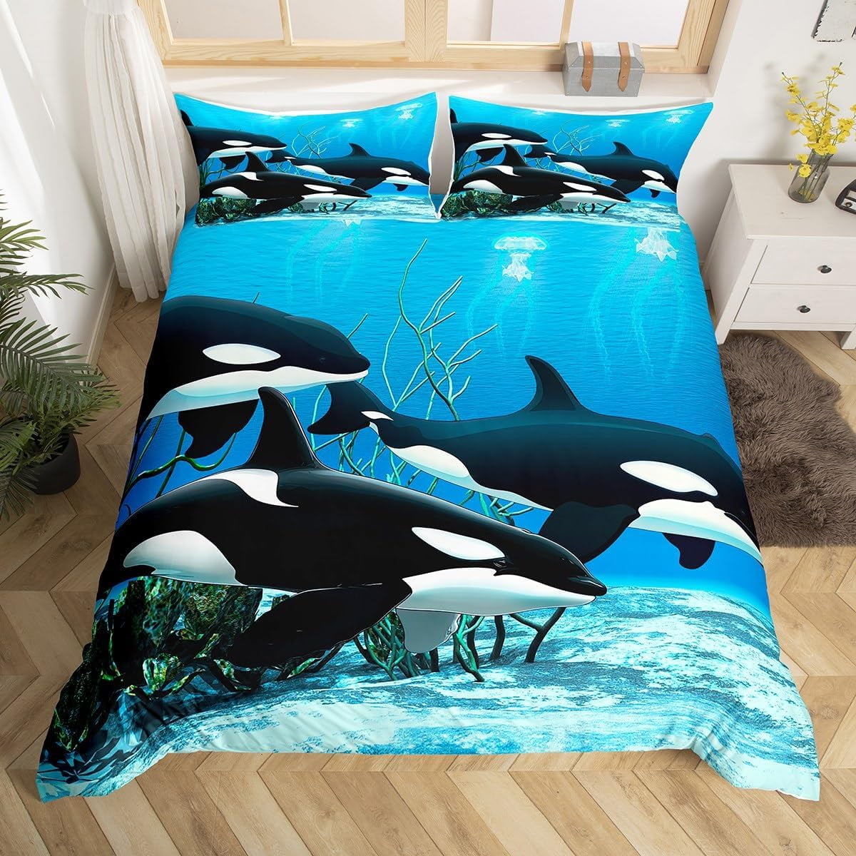 Killer Whale Bedding Sets Orcinus Orcas Comforter Cover The Underwater ...