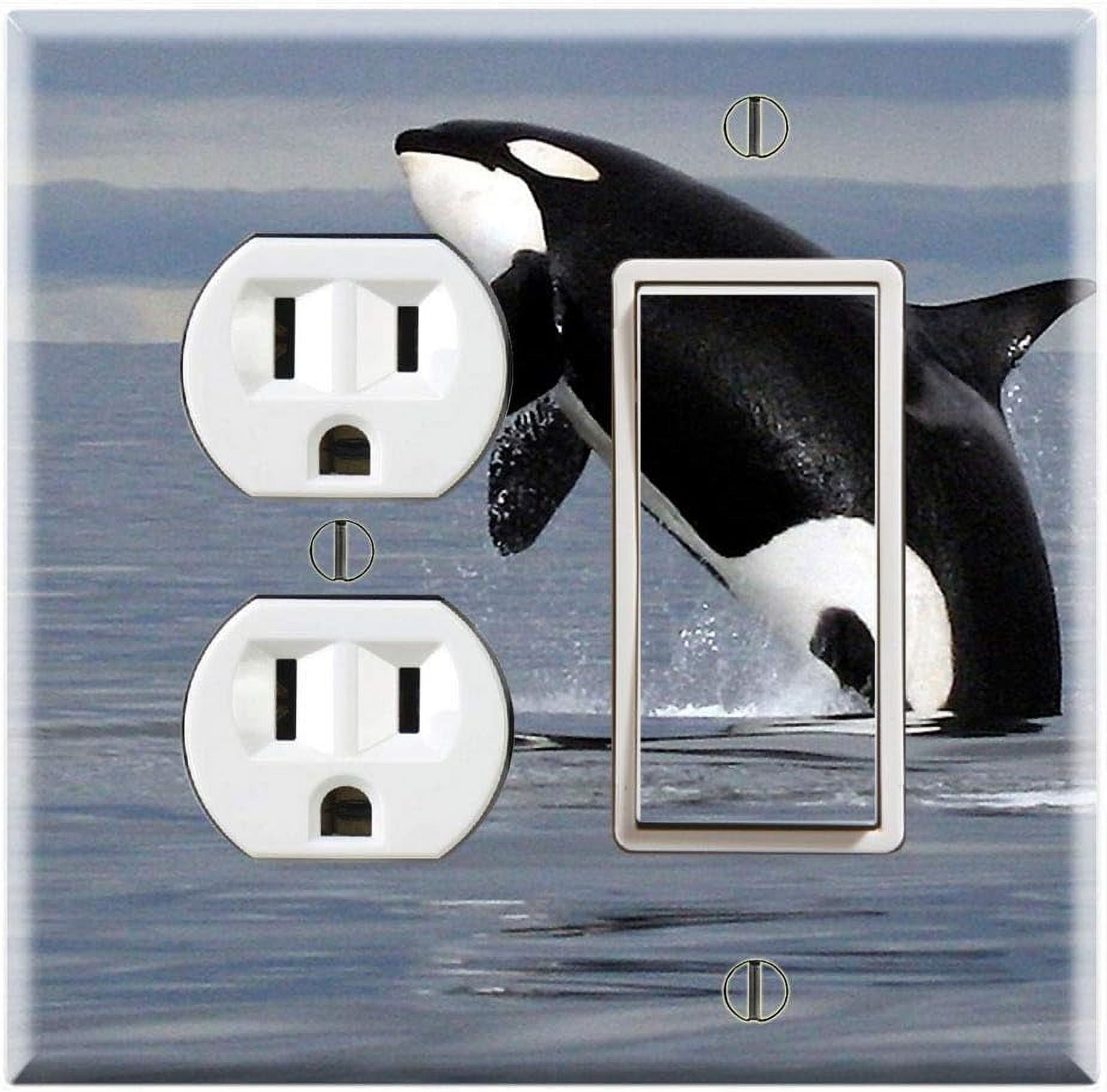 Killer Whale Jumping out of Water Outlet Rocker/GFCI Combo Wall Plate ...