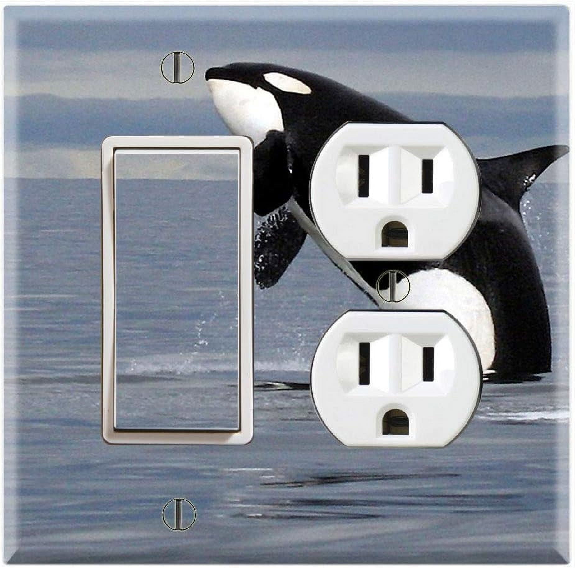 Killer Whale Jumping out of Water Rocker/GFCI Outlet Combo Wall Plate ...