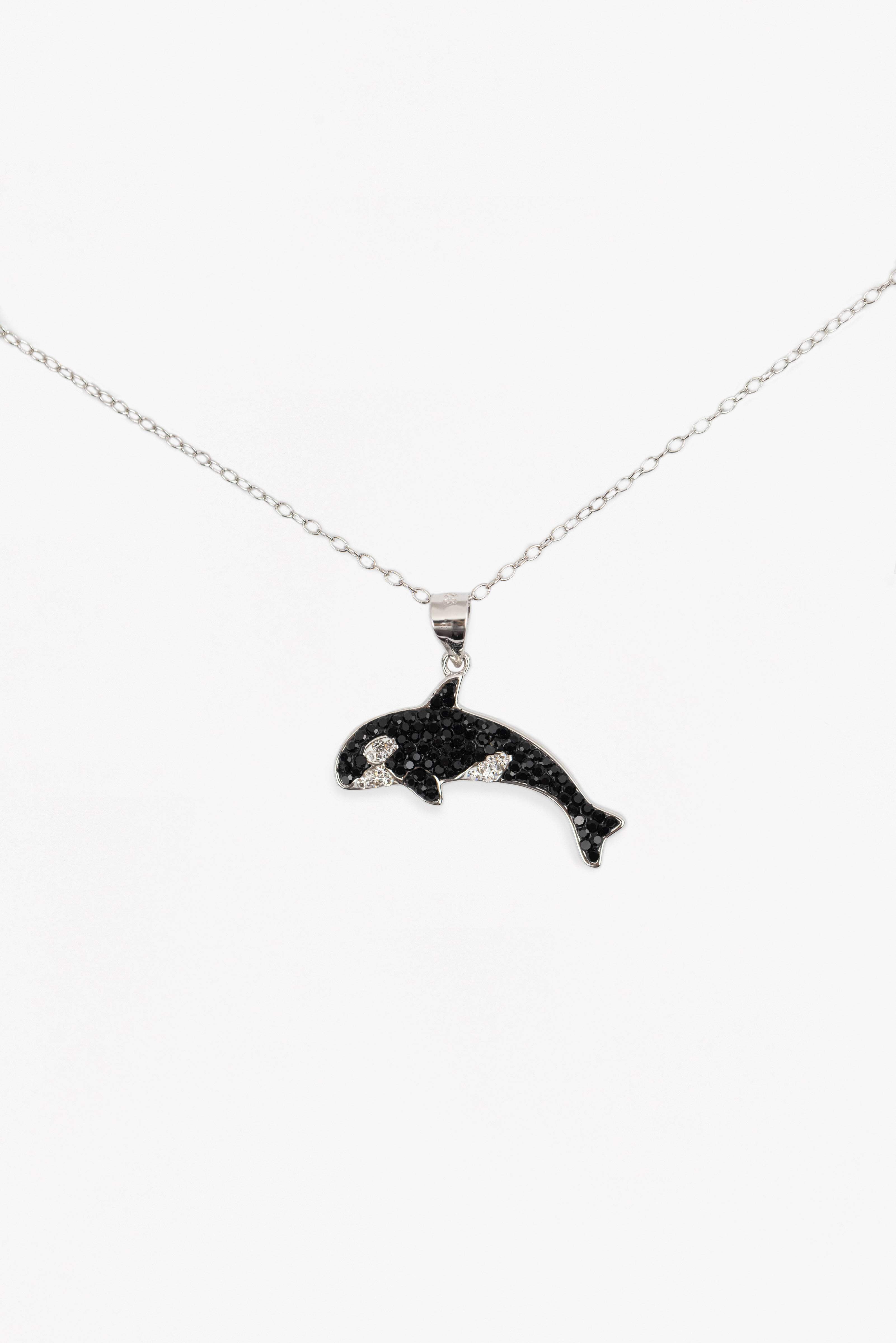 Killer Whale Orca Crystal Sterling Silver Necklace - Walmart.com