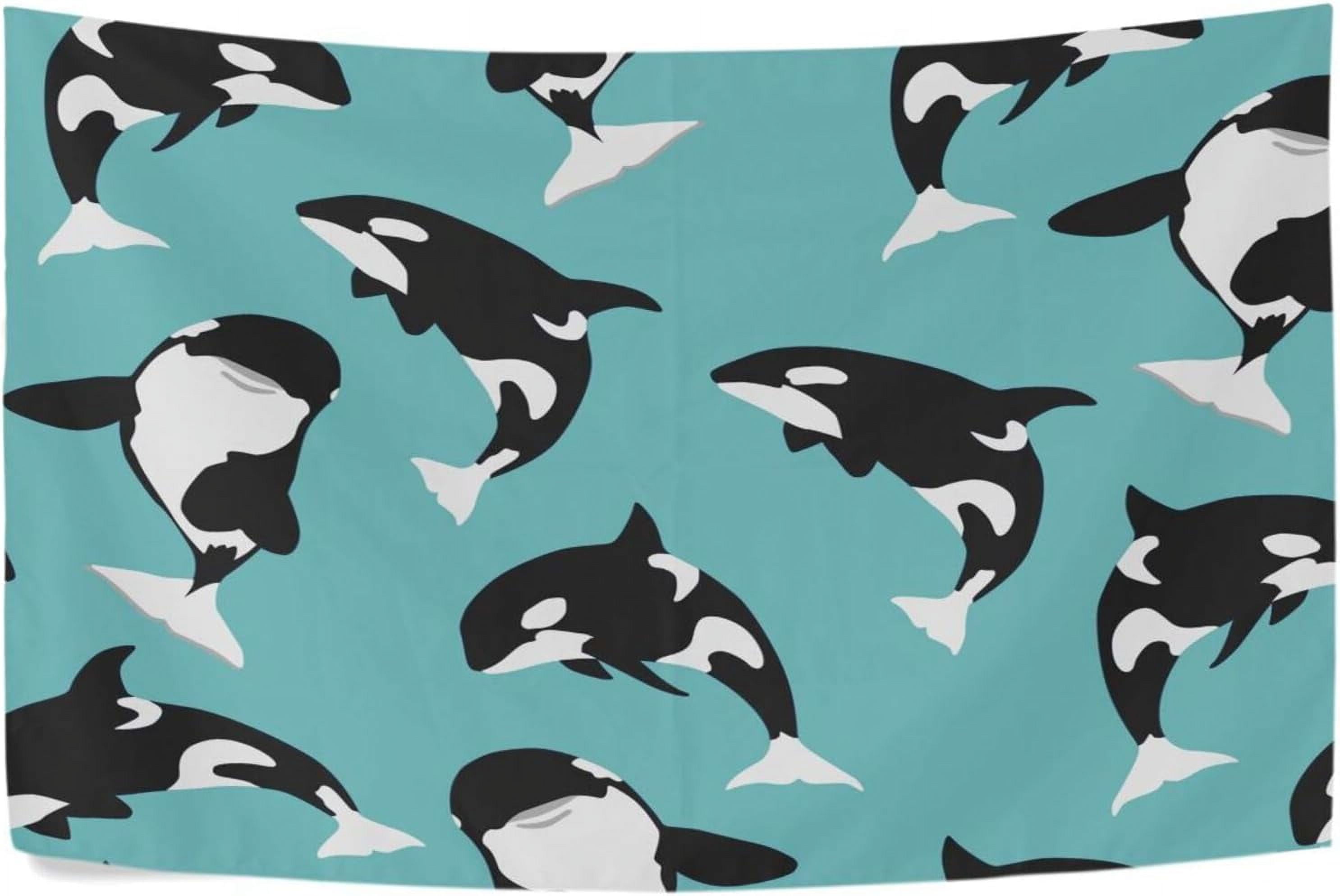 Killer Whale Pattern Tapestry Wall Hanging Tapestries Happy Colorful ...