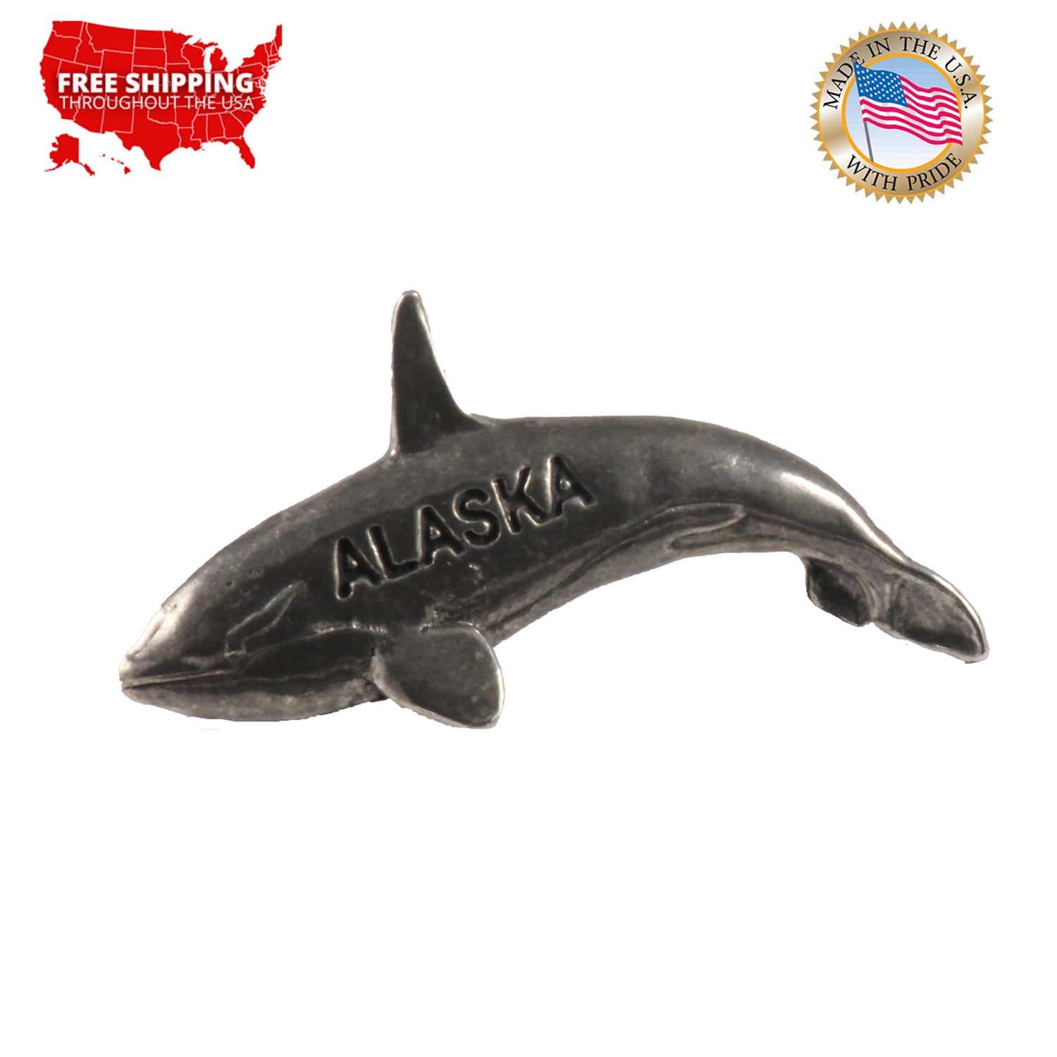 Killer Whale Pin, Orca, Alaska, Pewter, Metal, Hat, Lapel, Brooch, Pins ...
