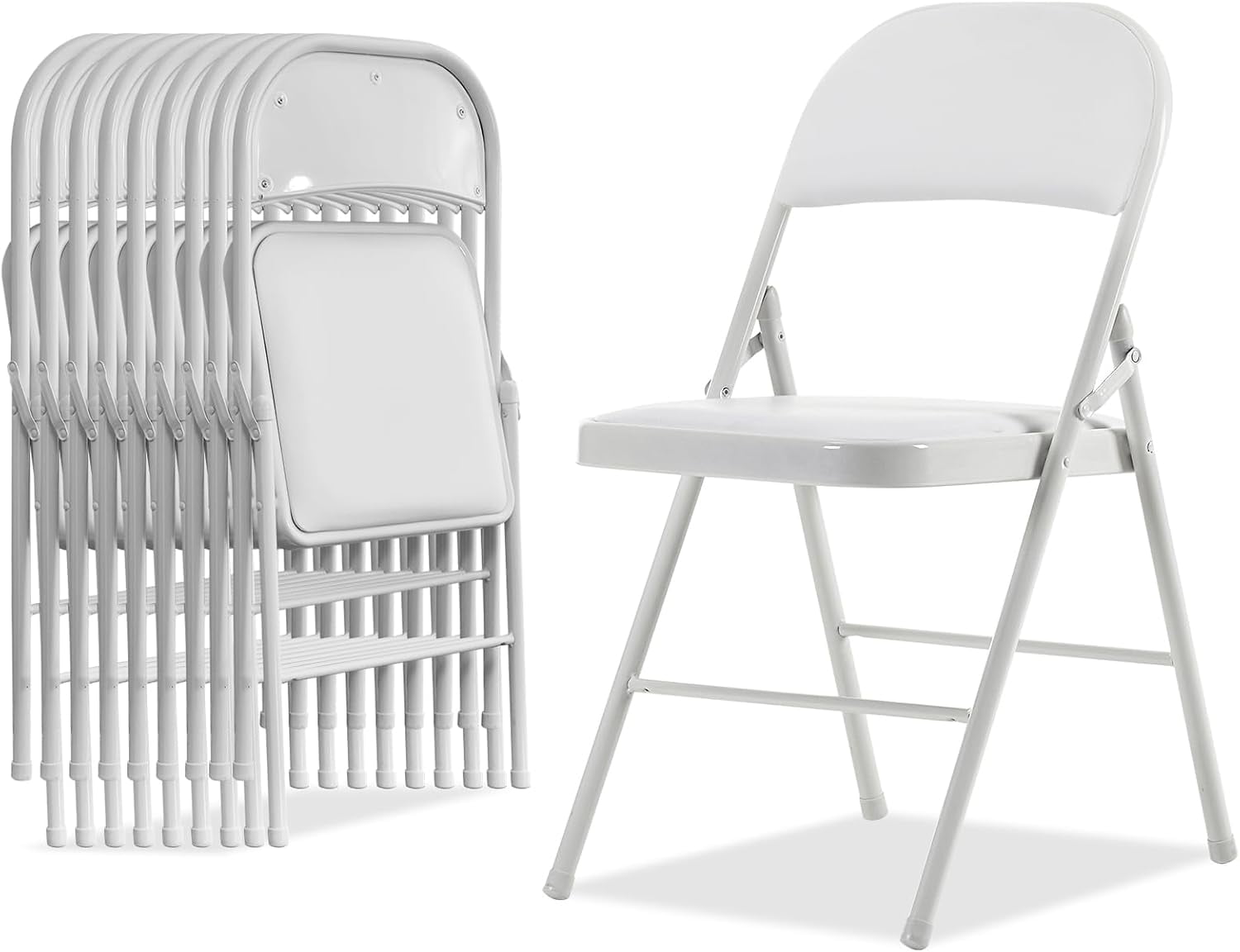 Killeryuki 10 Pack White Folding Chairs with Padded Seats for Outdoor & Indoor, Portable ...