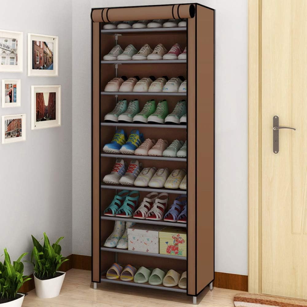 Killeryuki 10-Tier Large Shoe Rack with Dustproof Non Woven Fabric ...