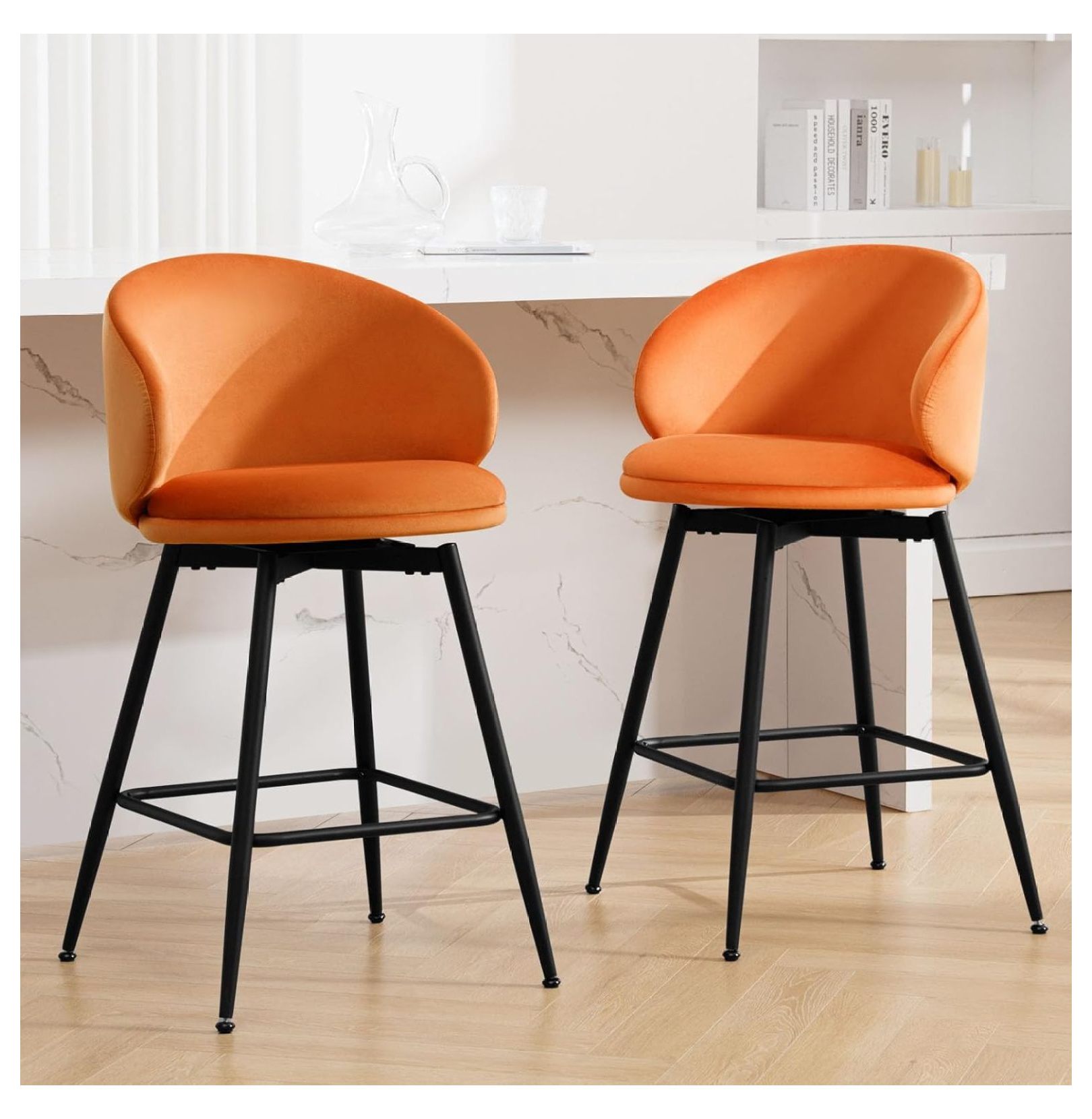 Killeryuki 25" Counter Height Swivel Bar Stools with Back, Set of 2 ...