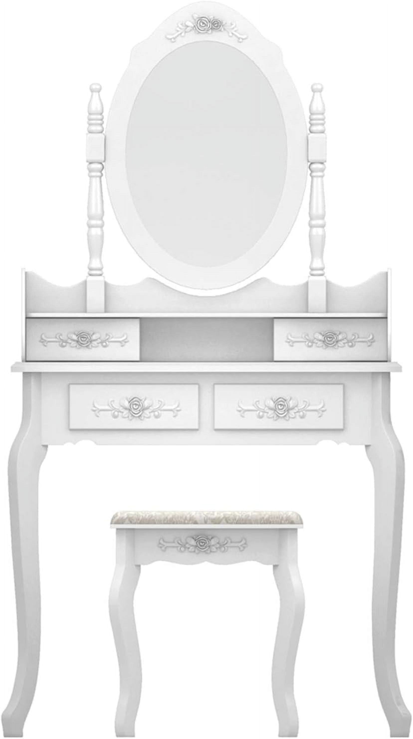 Killeryuki 30" W Vanity Desk, Vanity Mirror and Table Set with 4 ...