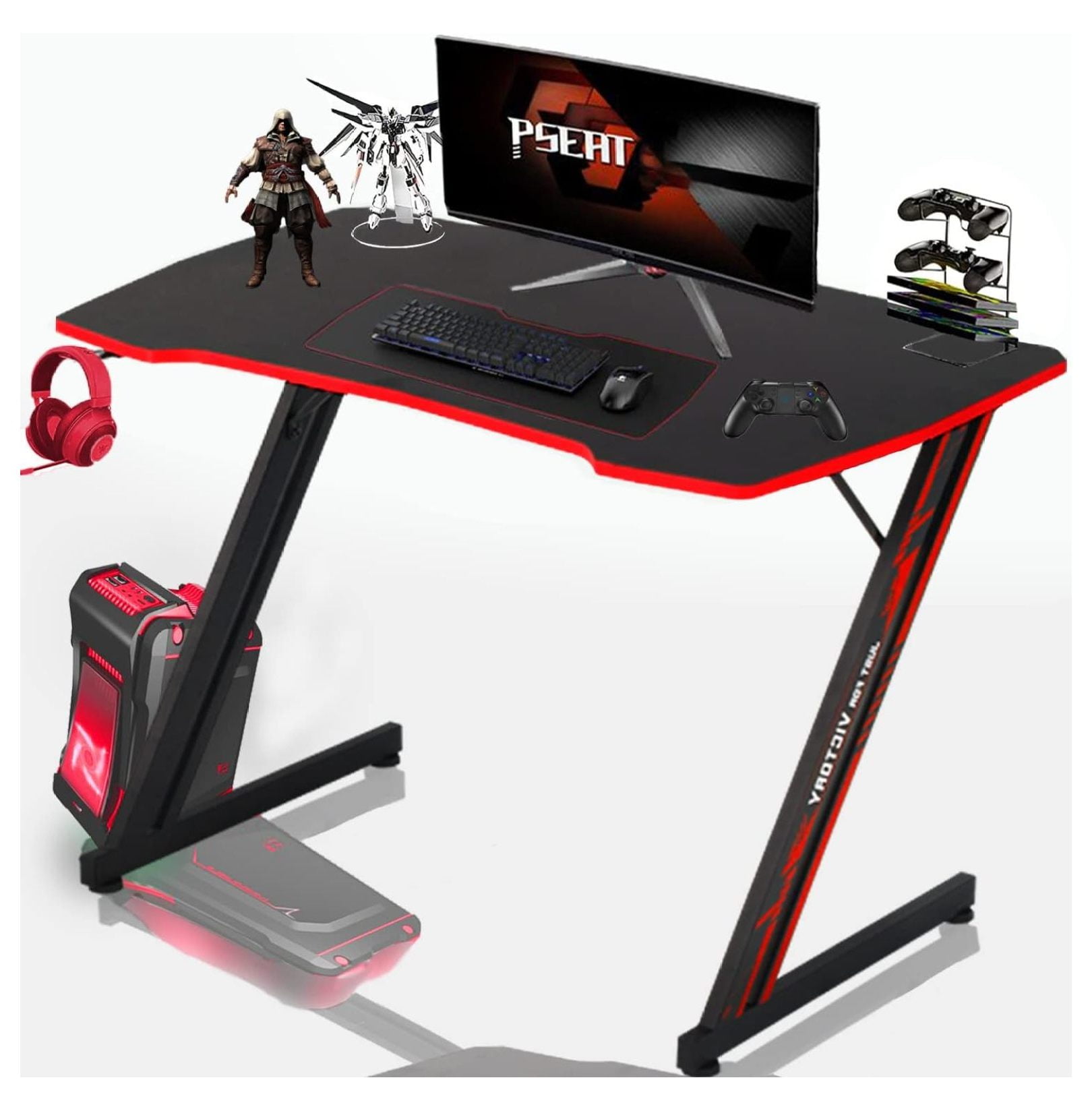Killeryuki 39 Inch Gaming Desk Z-Shaped Computer Gaming Workstation ...