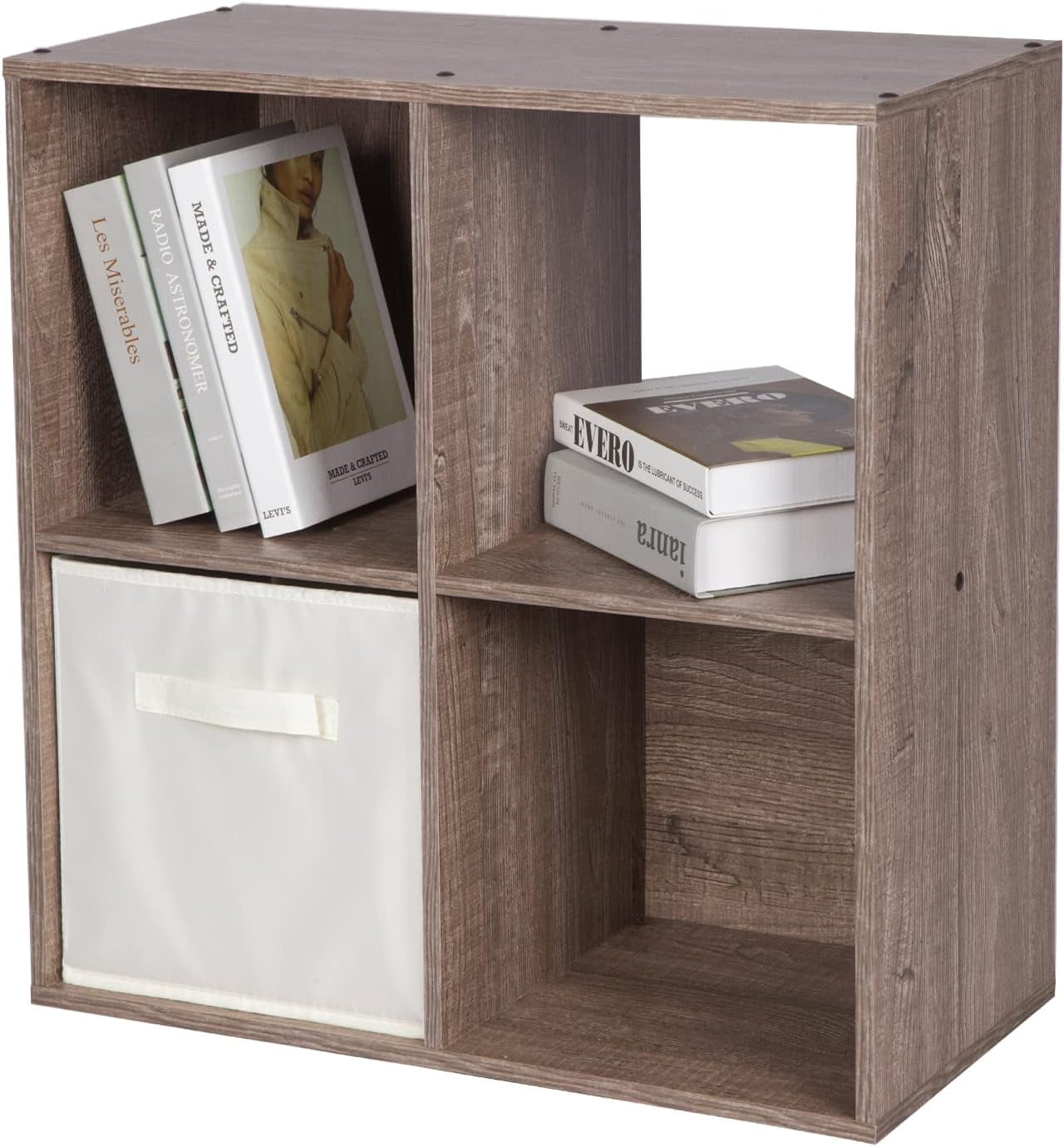 Killeryuki 4-Cube Organizer Storage Bookcase Espresso Bookshelf Suit 11 ...