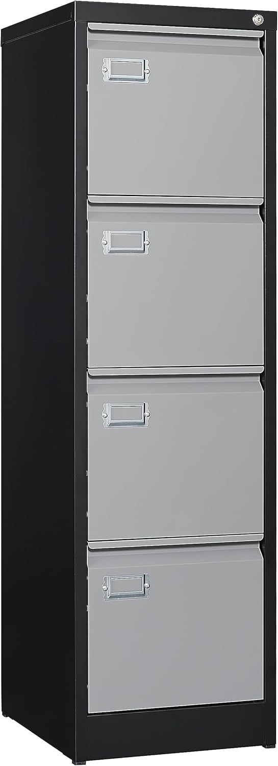 Killeryuki 4 Drawer File Cabinet with Lock Metal Vertical Filing ...