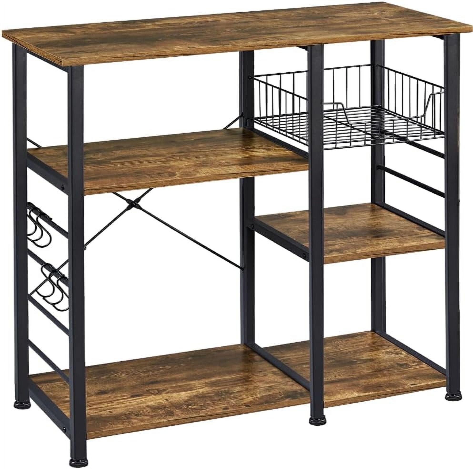 Killeryuki 4-Tier Kitchen Baker's Rack, Coffee Bar Microwave Stand Cart ...
