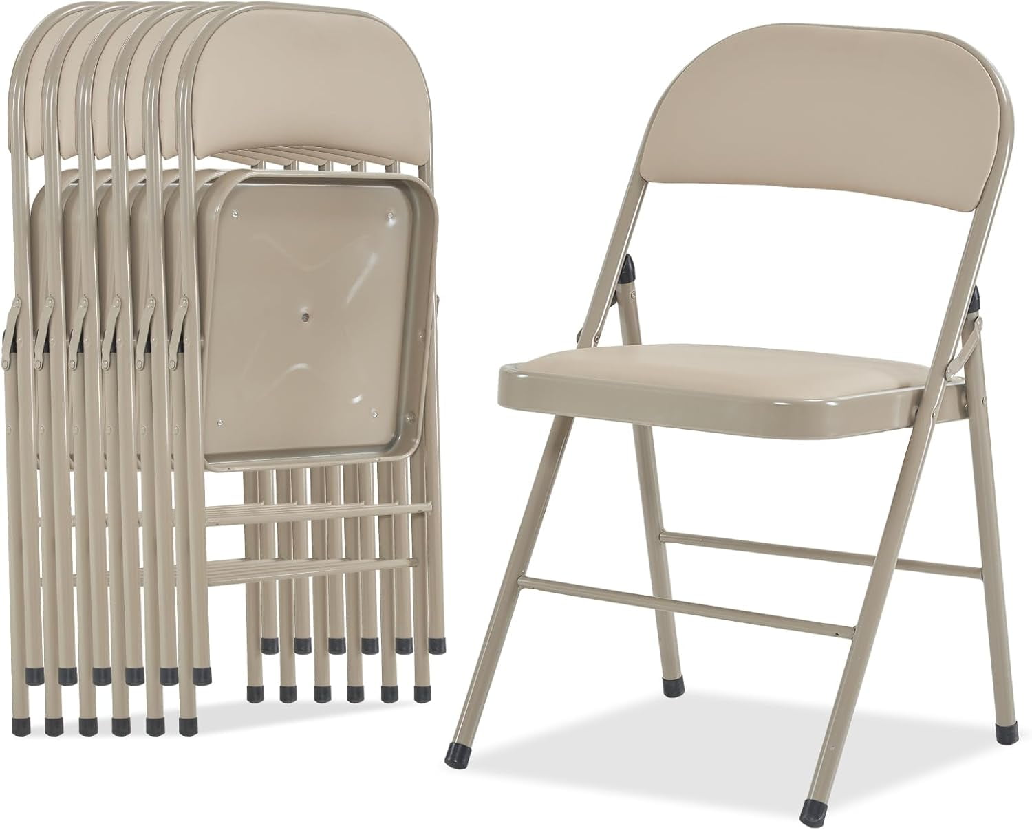 Killeryuki 6 Pack Brown Folding Chairs with Padded Seats for Outdoor ...