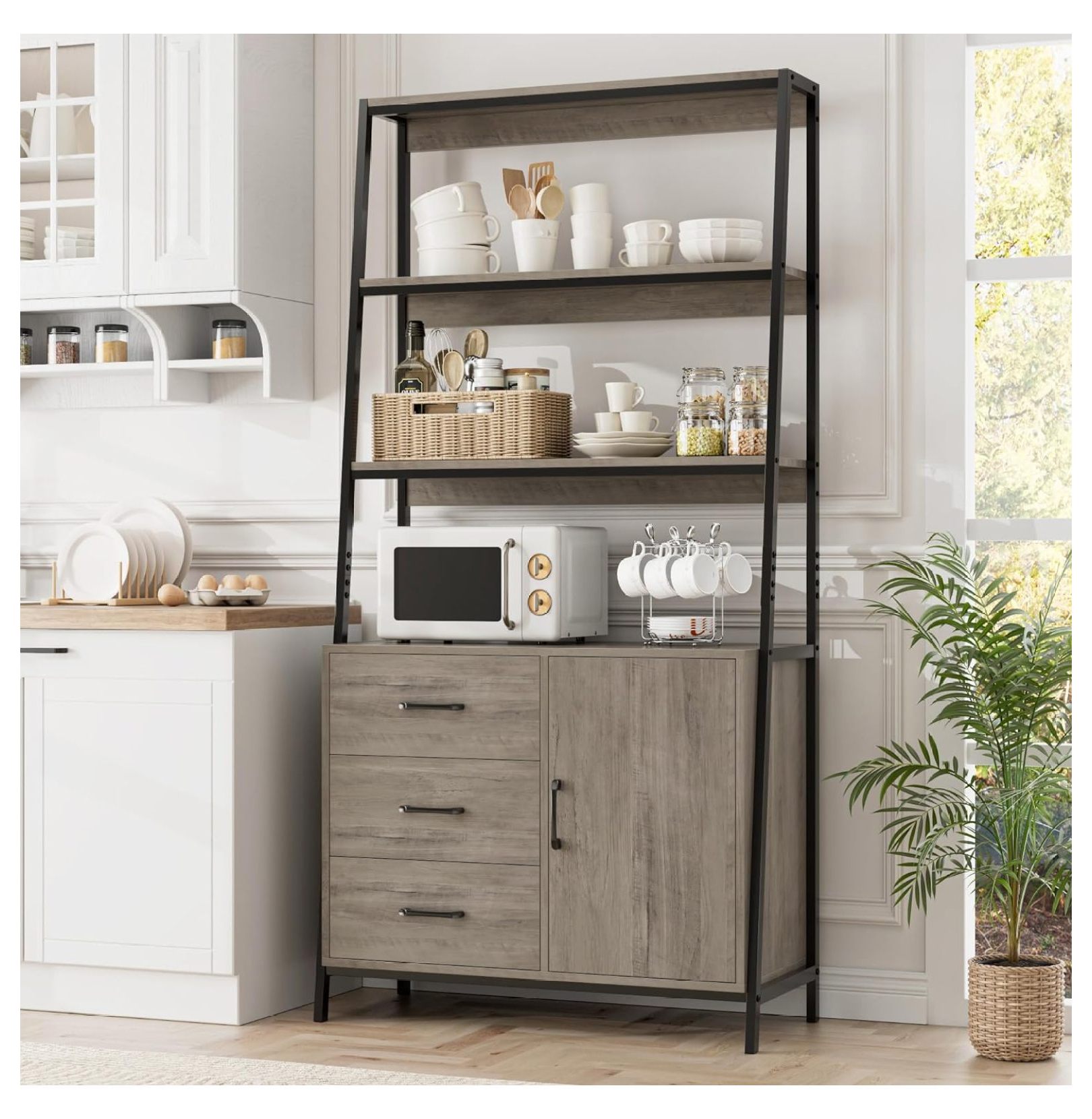 Killeryuki 69" Tall Bookshelf, Industrial 4-Tier Bookcase with Wooden ...