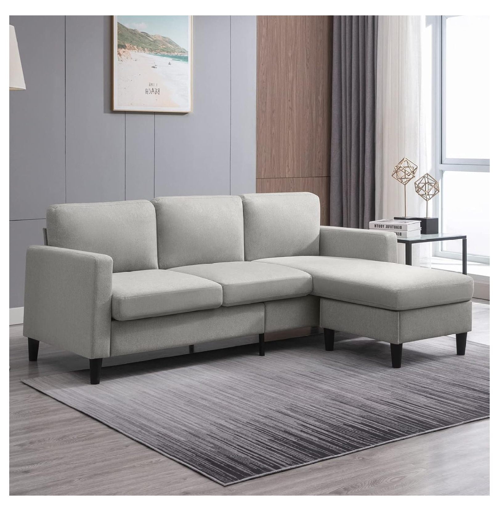 Killeryuki 78'' Convertible Sectional Sofa with Storage Ottoman, Small ...