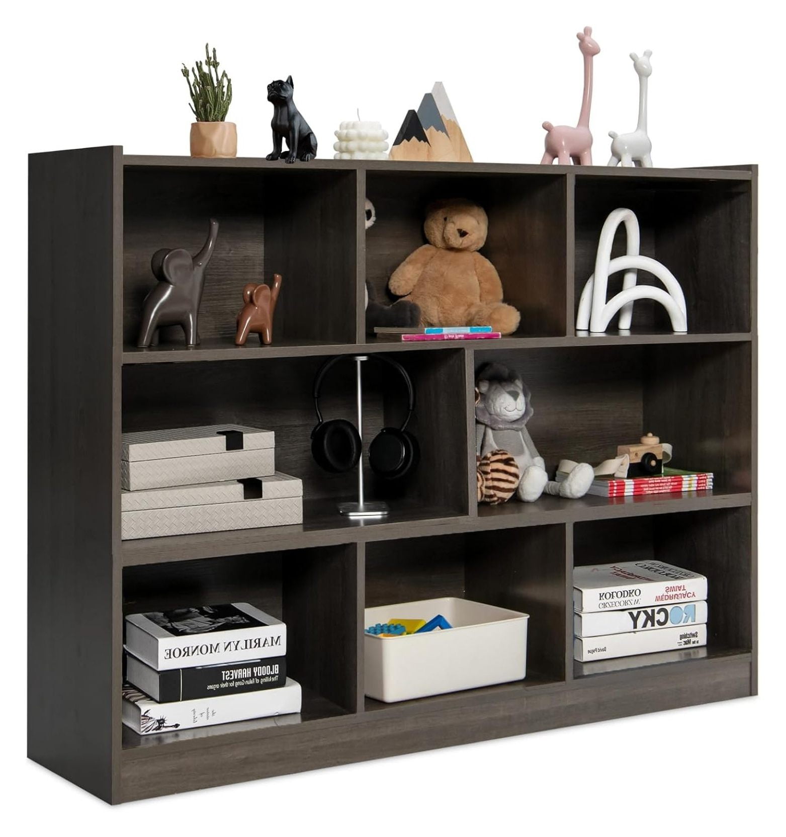 Killeryuki 8 Cube Storage Bookcase, 3-Tier Horizontal Bookshelf Organizer, Wooden Display ...