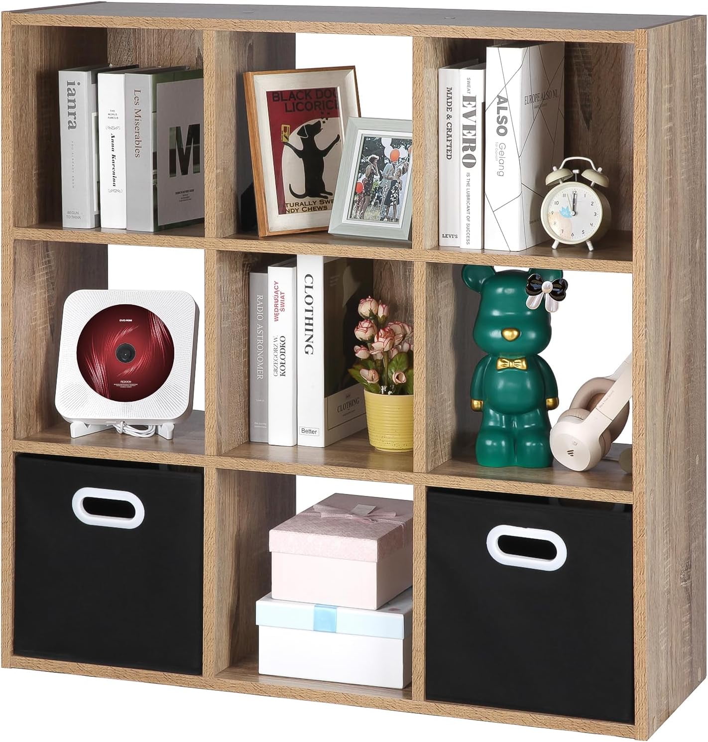 Killeryuki 9 Cube Storage Bookcase, Unit Shelf, Wooden Closet Cabinet, Bookshelf File Organizer ...