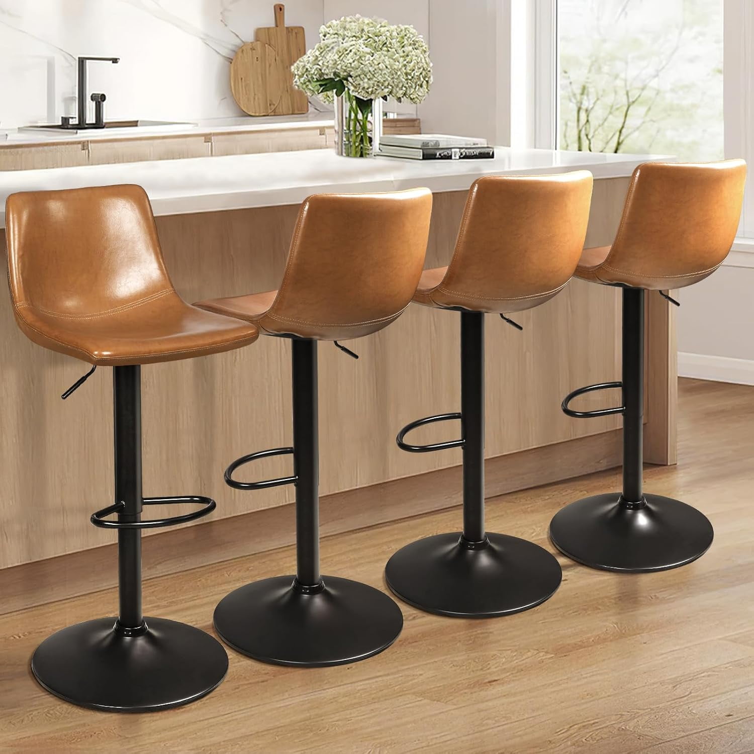 Killeryuki Adjustable Swivel Bar Stools Set of 4,Counter Height Bar ...