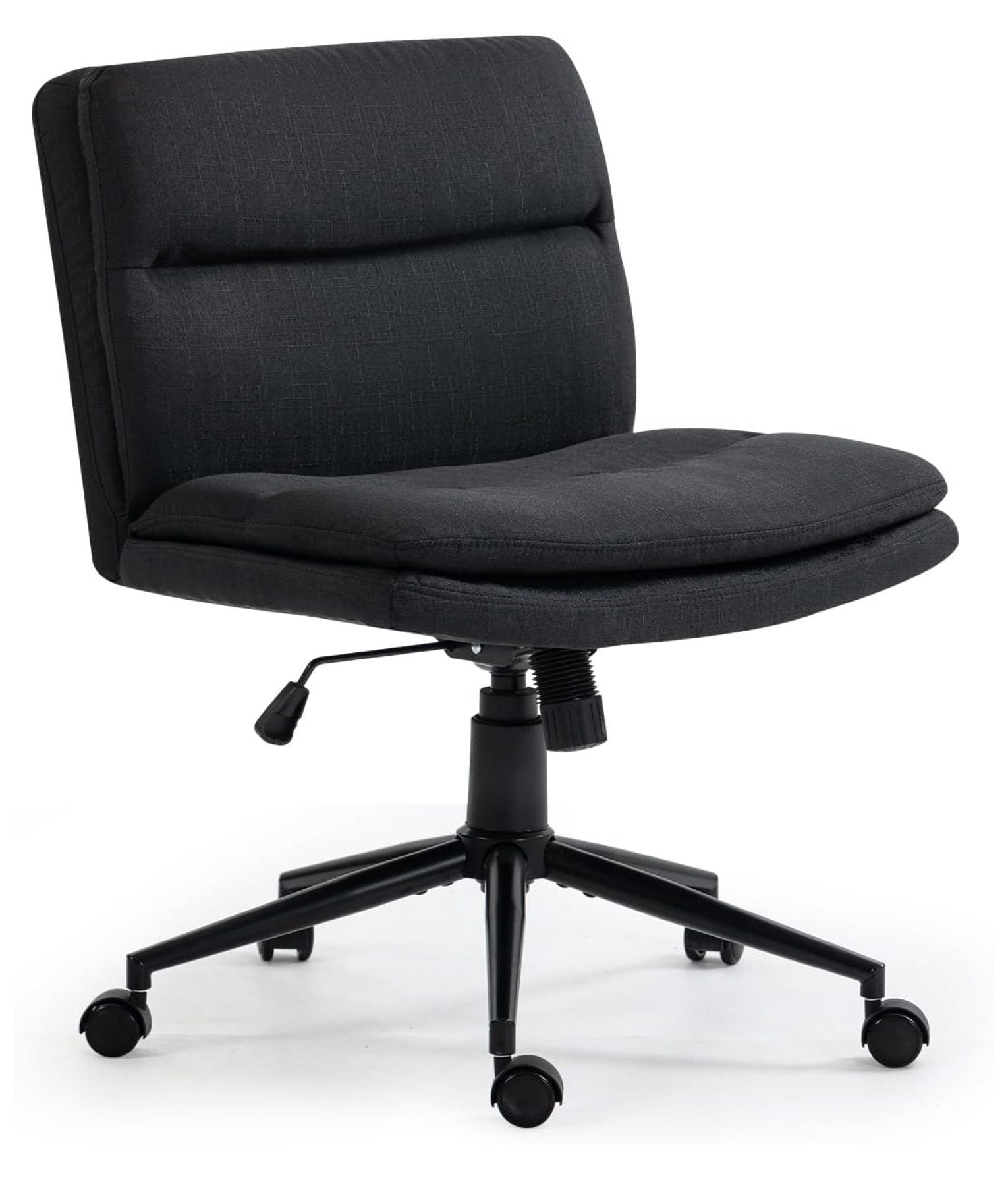 Killeryuki Armless Wide Office Desk Chair with Wheels, Modern Fabric ...