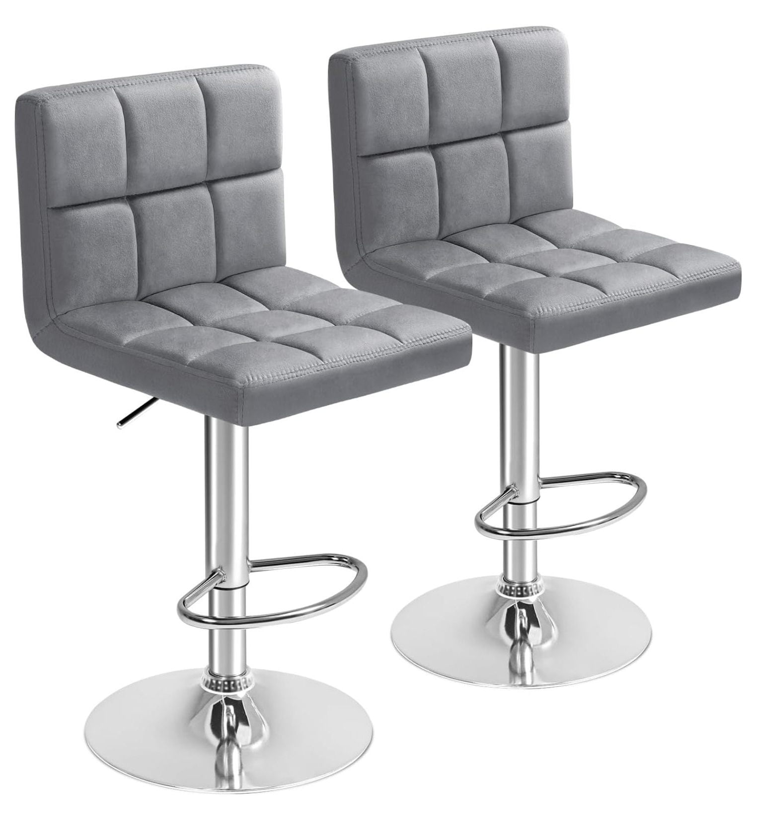 Killeryuki Bar Stools Armless Modern Velvet Swivel Adjustable Hydraulic ...