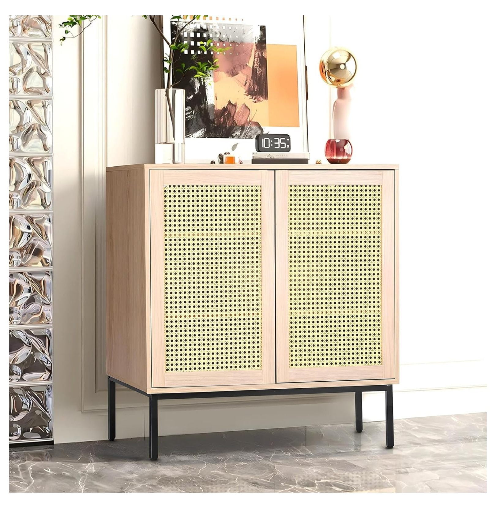 Killeryuki Buffets Sideboard Rattan Cabinet with Adjustable Shelves ...