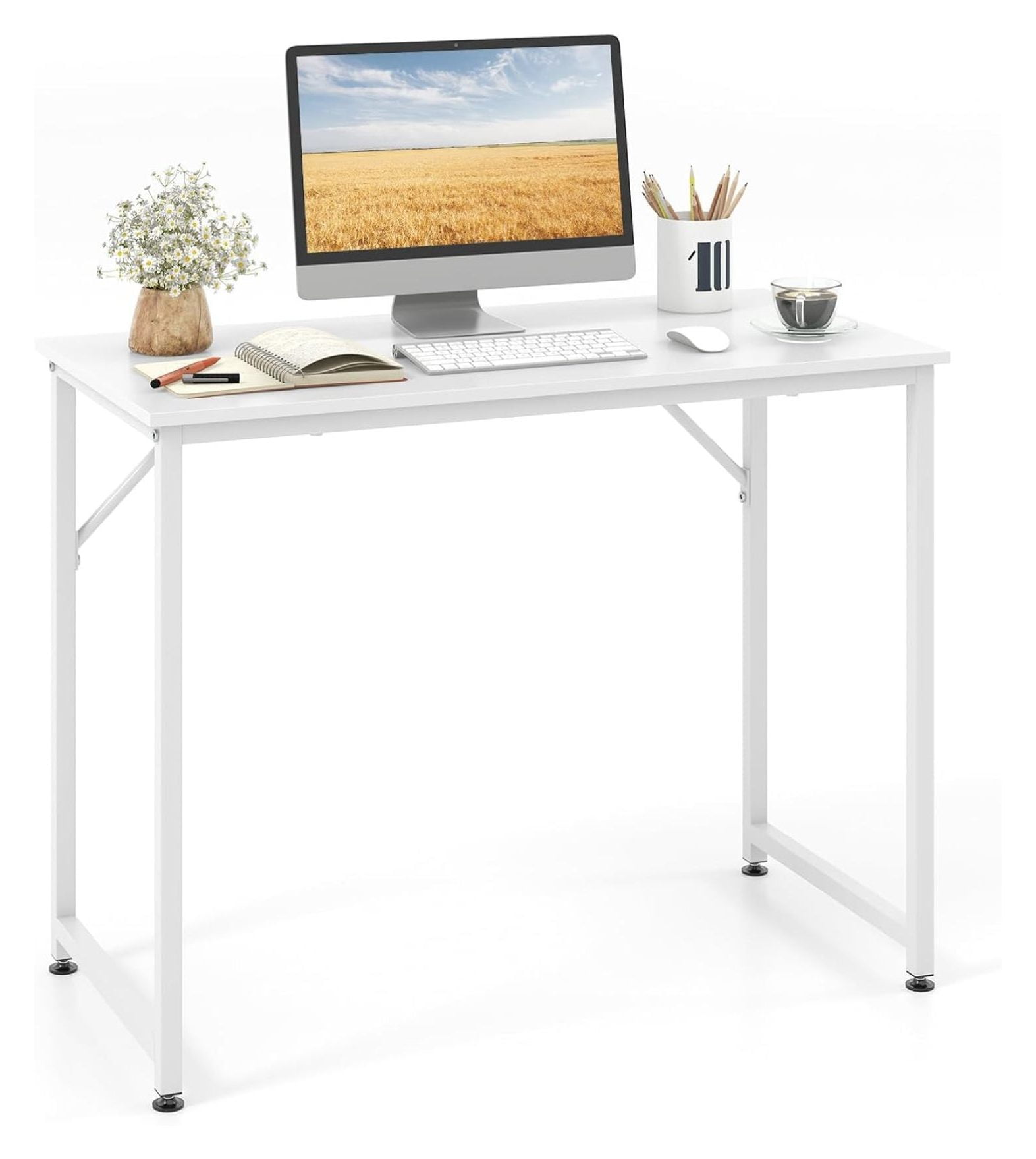 Killeryuki Computer Laptop Desk, Heavy Duty Metal Frame Writing Desk ...