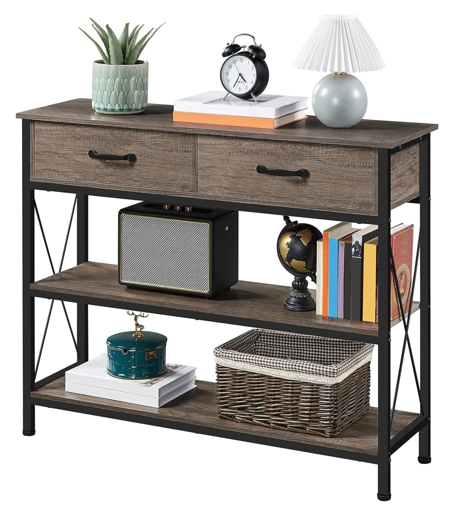 Killeryuki Console Table with 2 Drawers, 3-Tier Entryway Table with ...