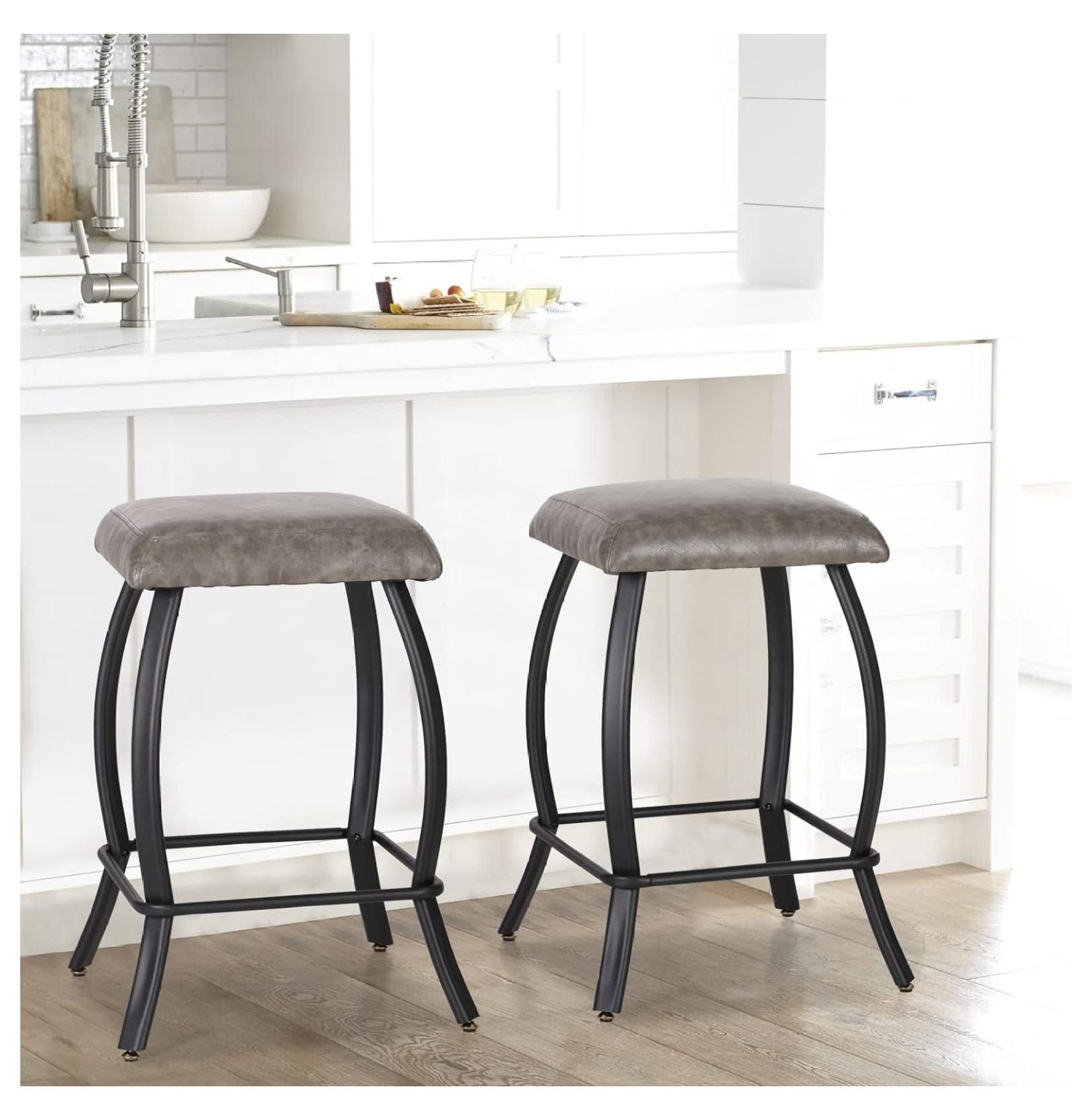 Killeryuki Counter Height Bar Stools set of 2 for Kitchen Counter 26" Backless Modern Barstools ...