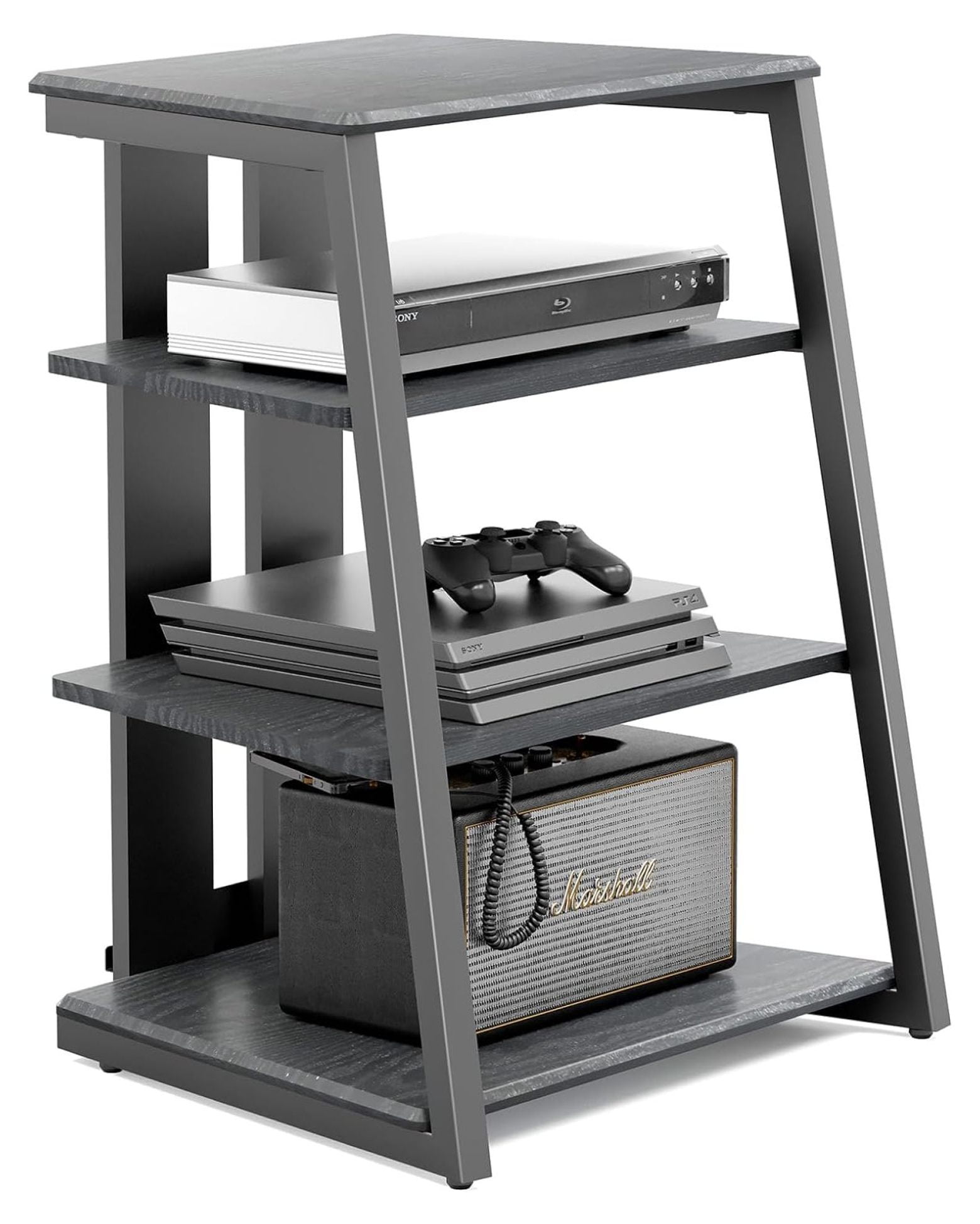 Killeryuki DESIGN 4-Tier AV Media Stand Corner Shelf Stand Wooden ...