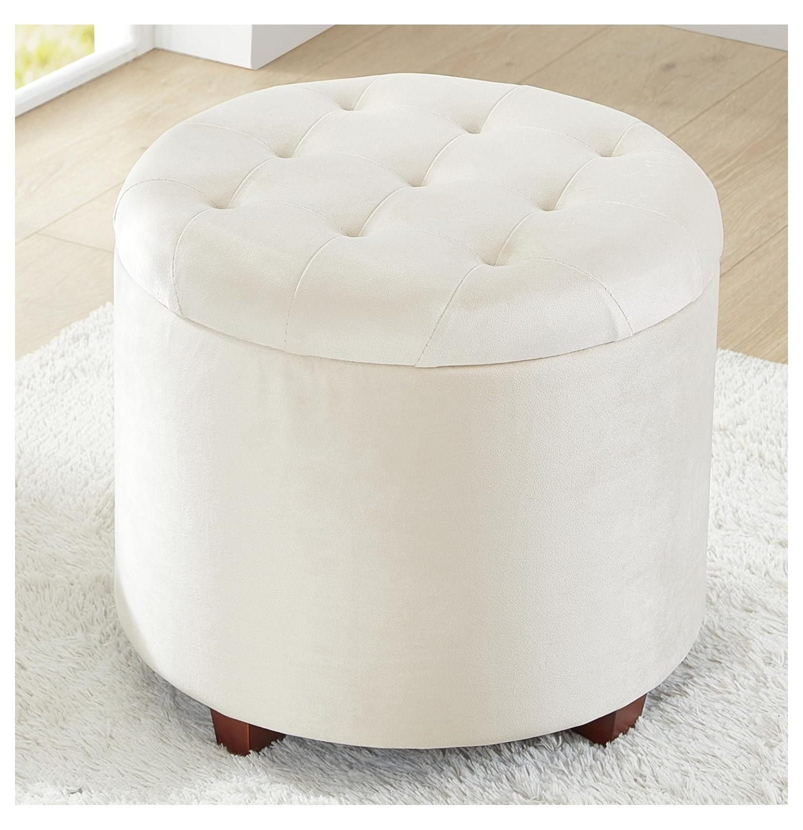 Killeryuki Decor Round Ottoman with Storage, Round Vanity Chair Stool ...