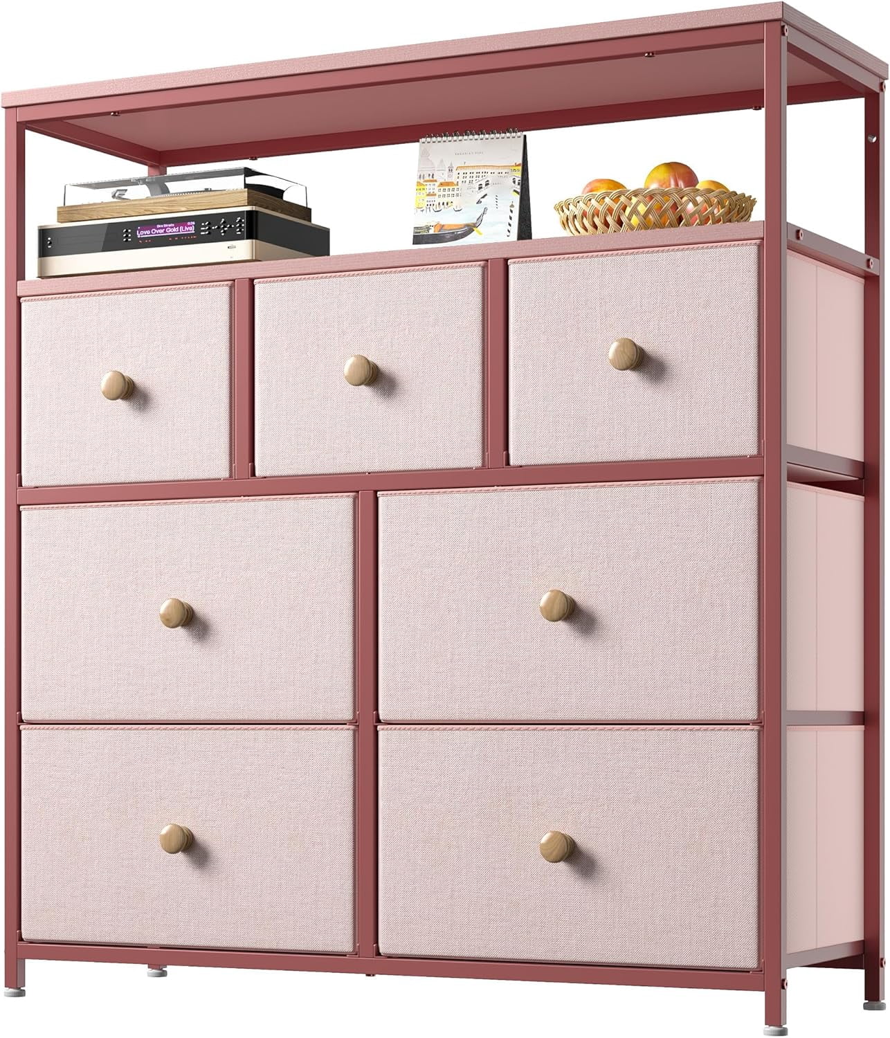 Killeryuki Dresser for Bedroom with 7 Drawers and 2 Shelves, TV Stand ...