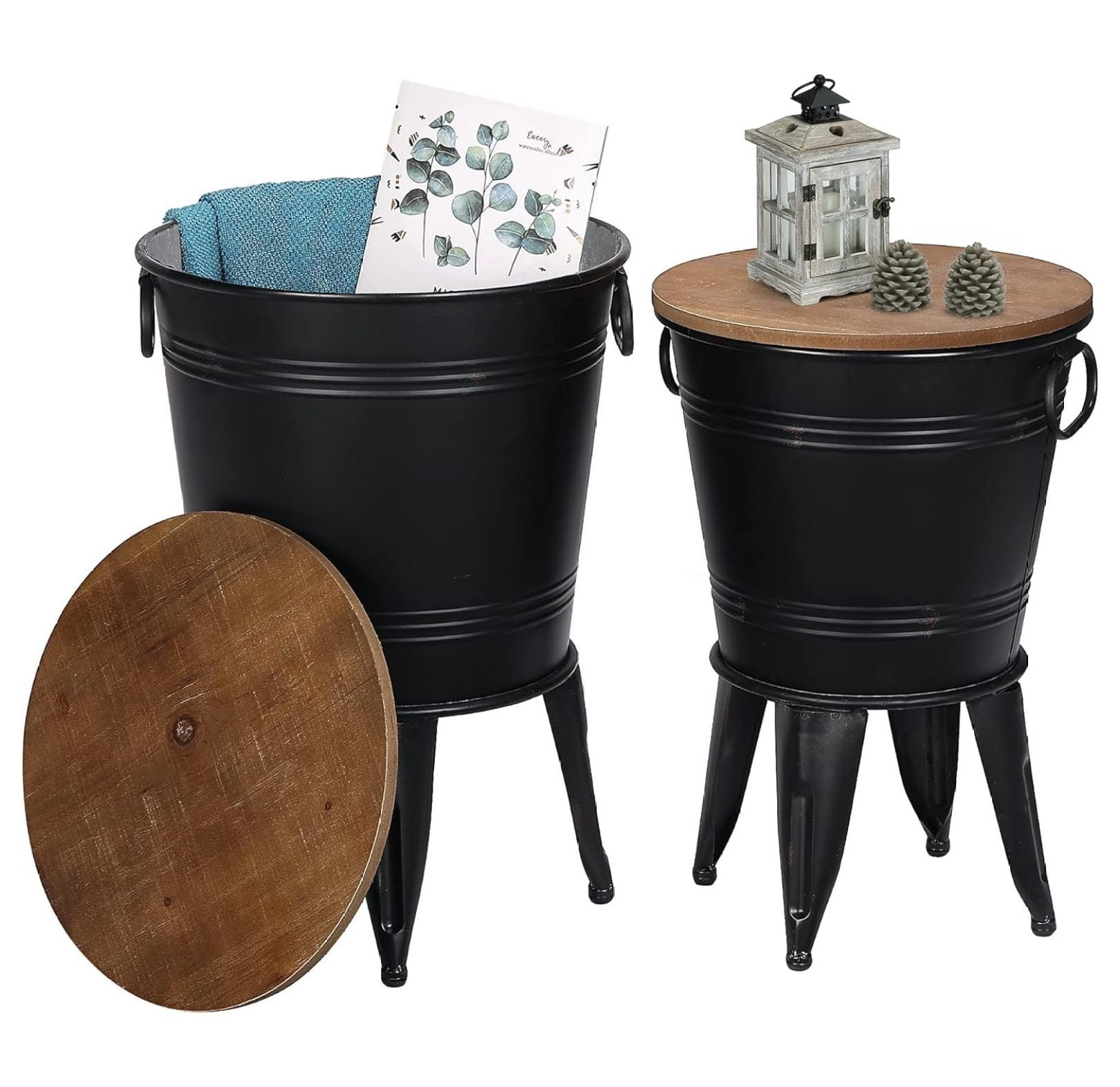 Killeryuki Farmhouse Accent Side Table, Rustic Antique Galvanized End ...