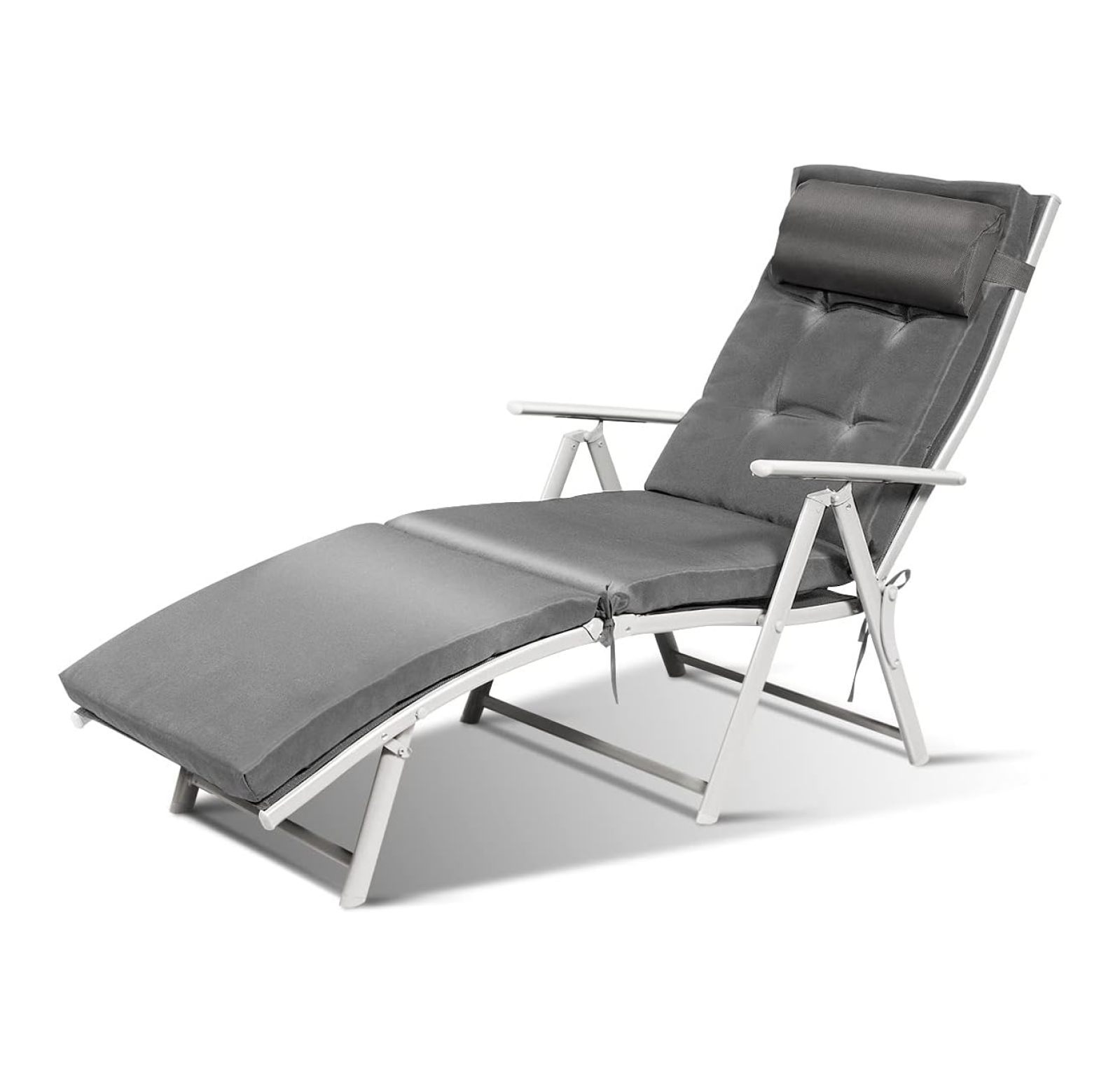 Killeryuki Folding Chaise Lounge Chair Lightweight Recliner w/Cushion ...