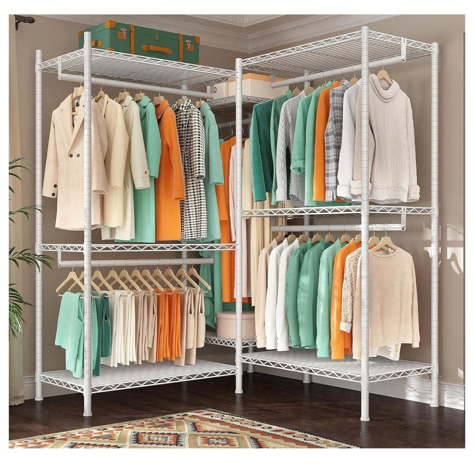 Killeryuki Garment Rack, L Shaped Clothing Rack for Corner 900LBS Heavy ...