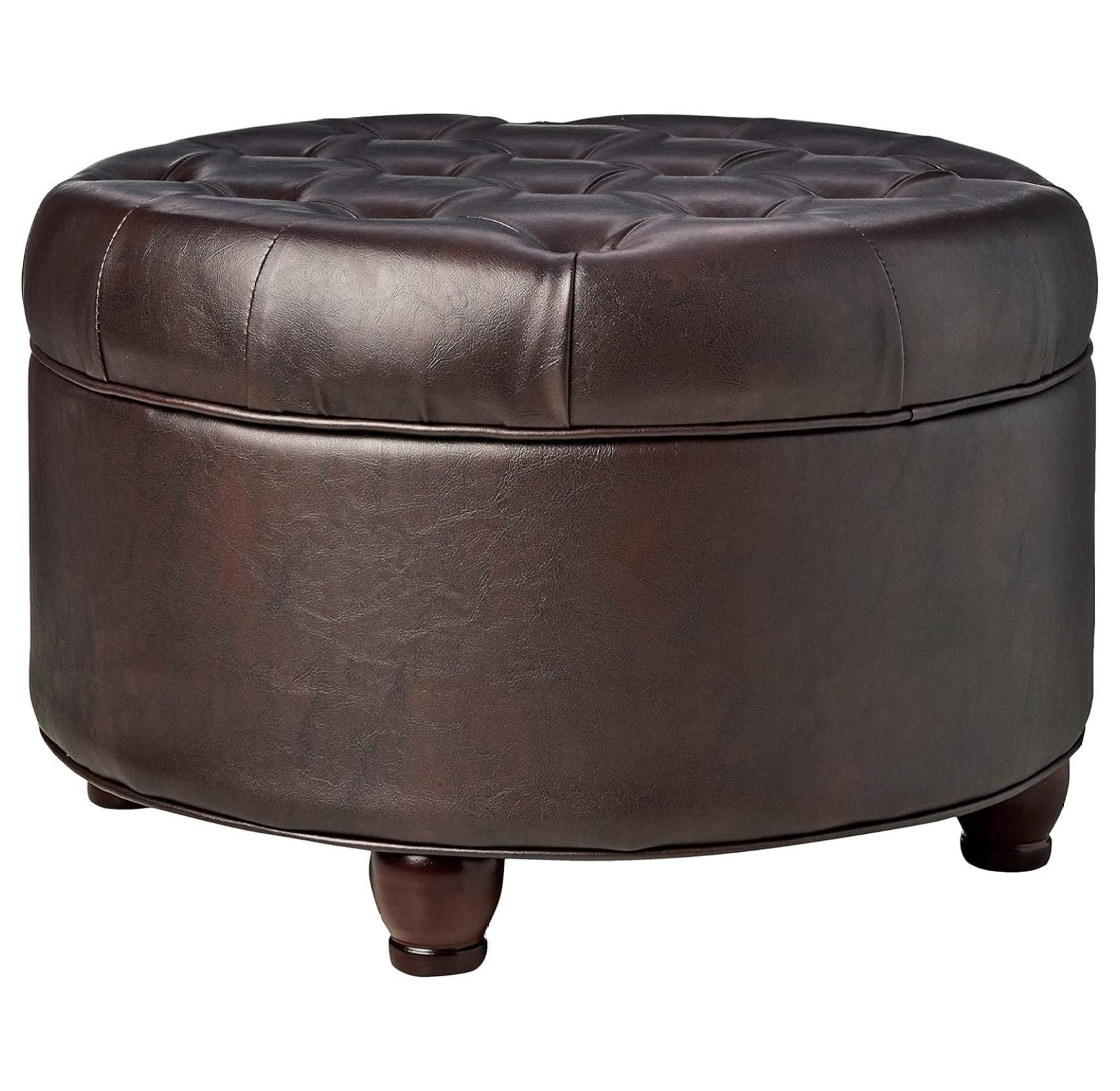 Killeryuki Home Decor | Large Button Tufted Faux Leather Round Storage ...