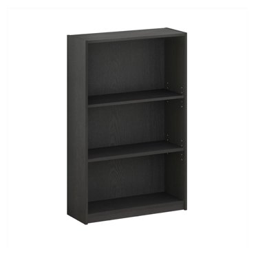 Mainstays 3-Shelf Bookcase with Adjustable Shelves, True Black Oak ...