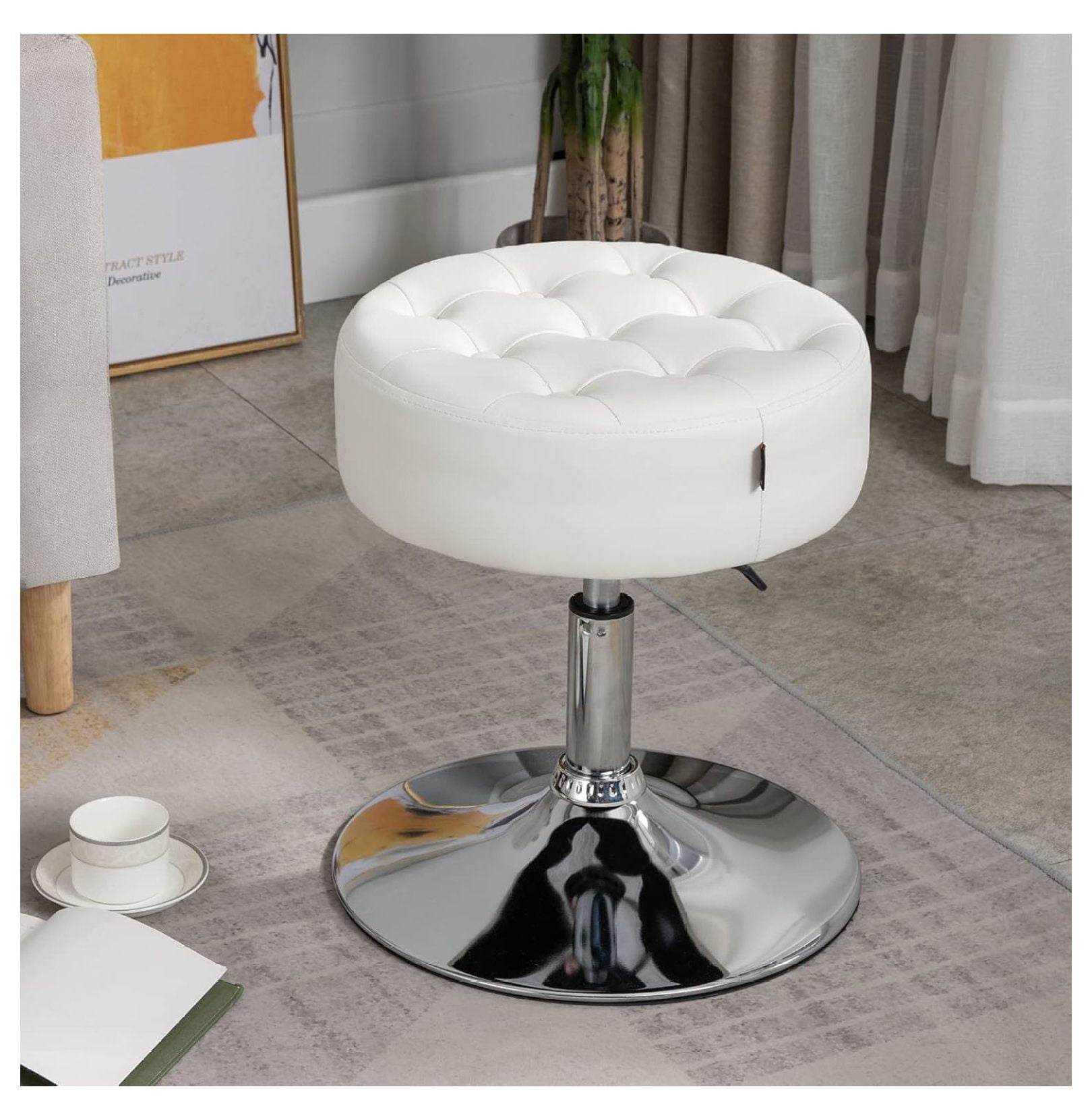 Killeryuki Killeryuki-Century Tufted Adjustable Swivel Makeup Ottoman ...