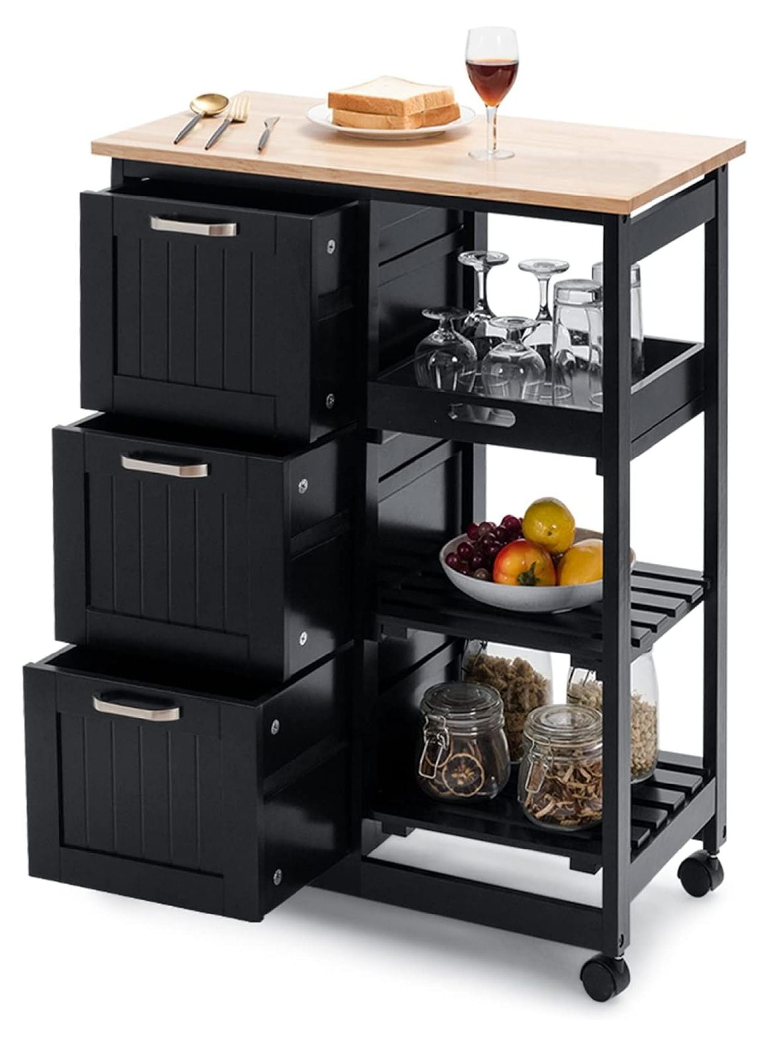 Killeryuki Kitchen Island Cart, Home Bar Serving Cart, Kitchen Trolley ...