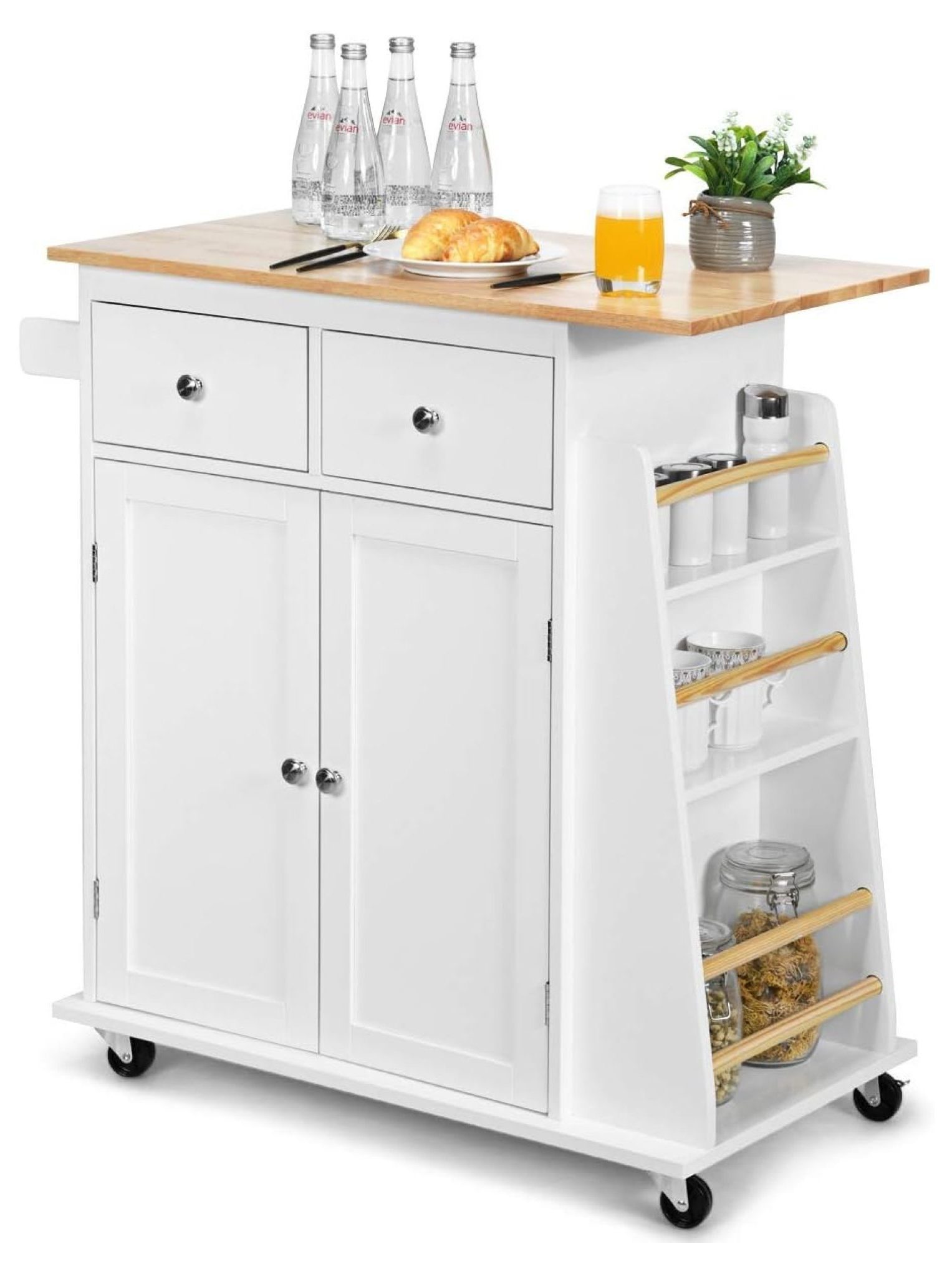 Killeryuki Kitchen Island Cart, Rolling Wood Trolley with Storage ...