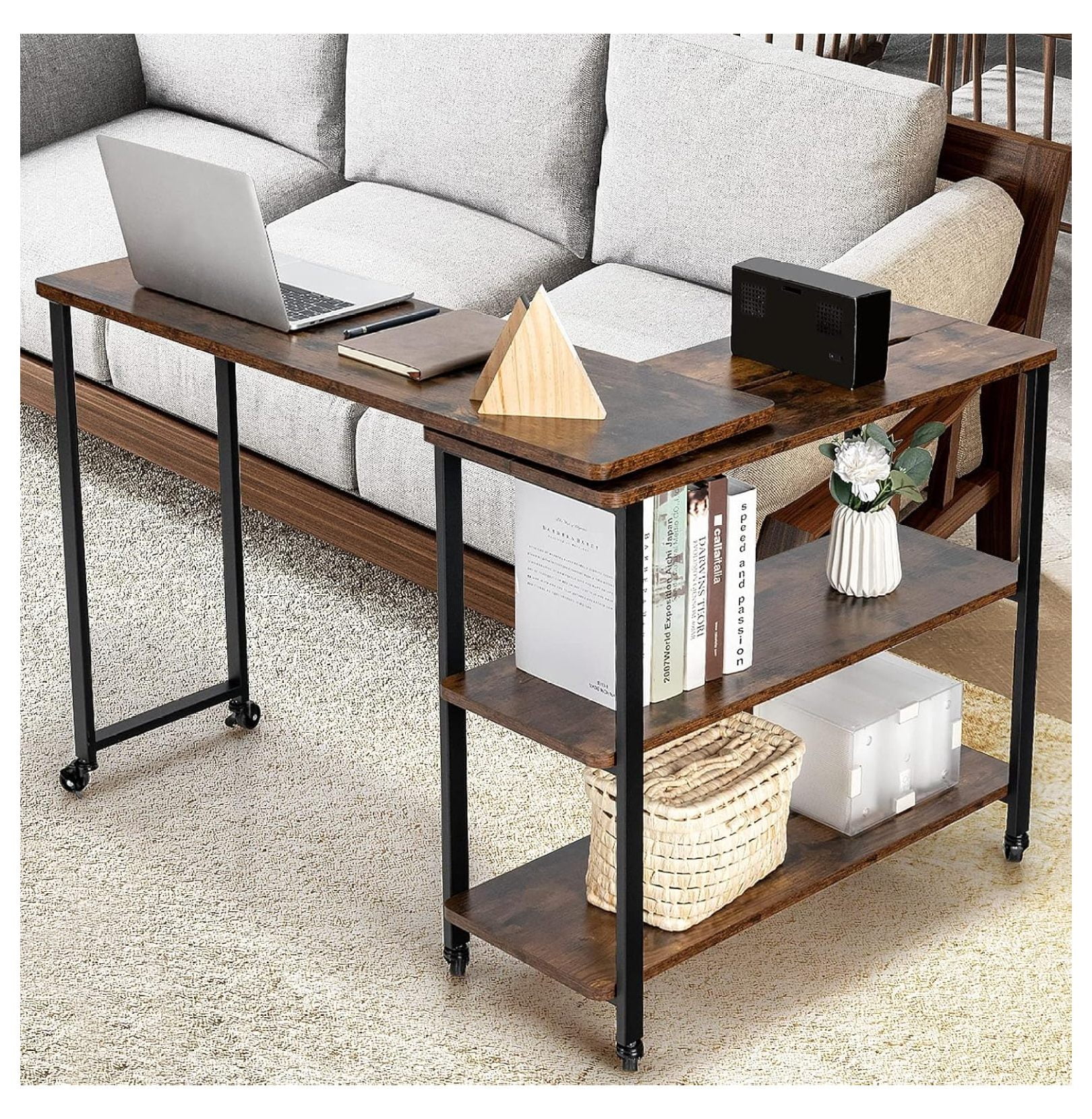 Killeryuki Large 360° Rotating Sofa Side Table, Patented Mobile Couch ...