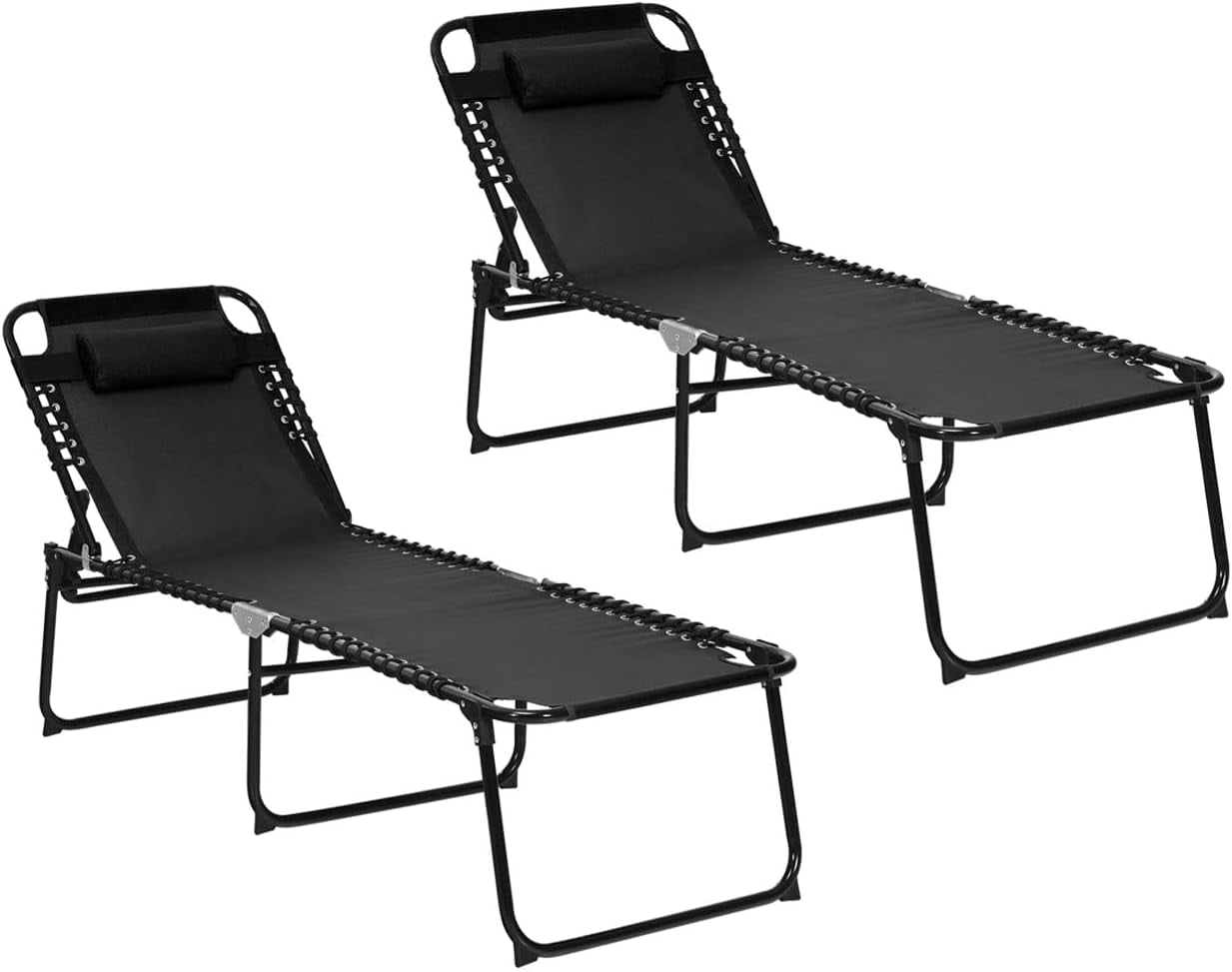 Killeryuki Lounge Chairs for Outside, Extra High Folding Beach Tanning ...