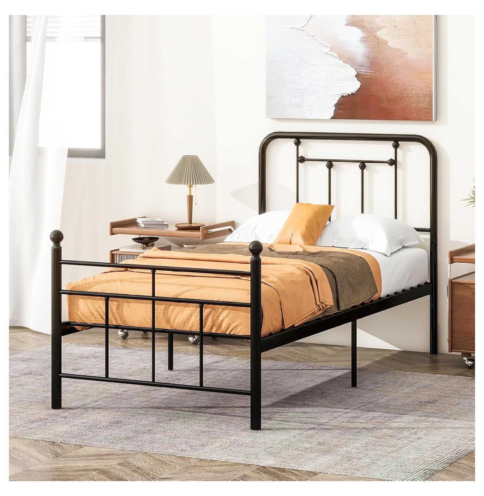 Killeryuki Metal Headboard Size Headboard Metal Construction, Rustic ...