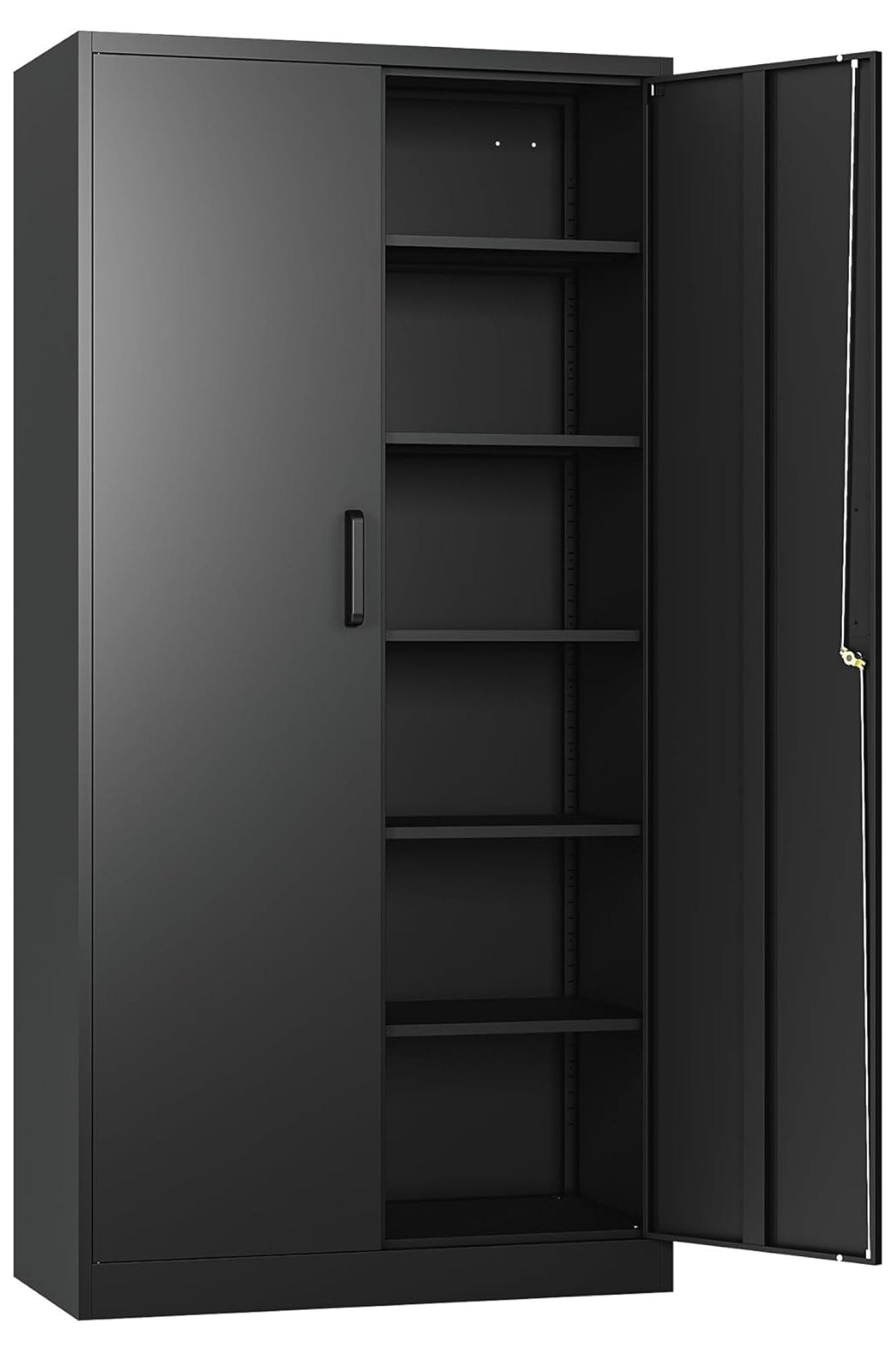 Killeryuki Metal Storage Cabinet with 2 Doors and 6 Shelves,Black Metal ...