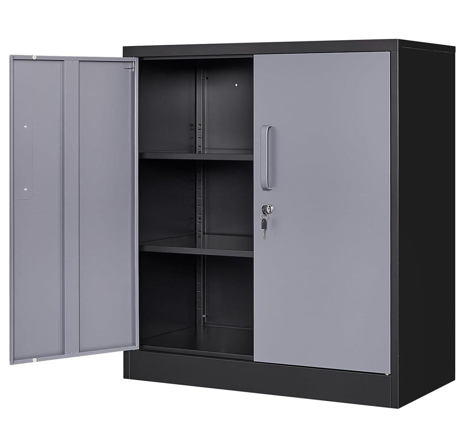 Killeryuki Metal Storage Cabinets with Locking Doors&2 Adjustable ...